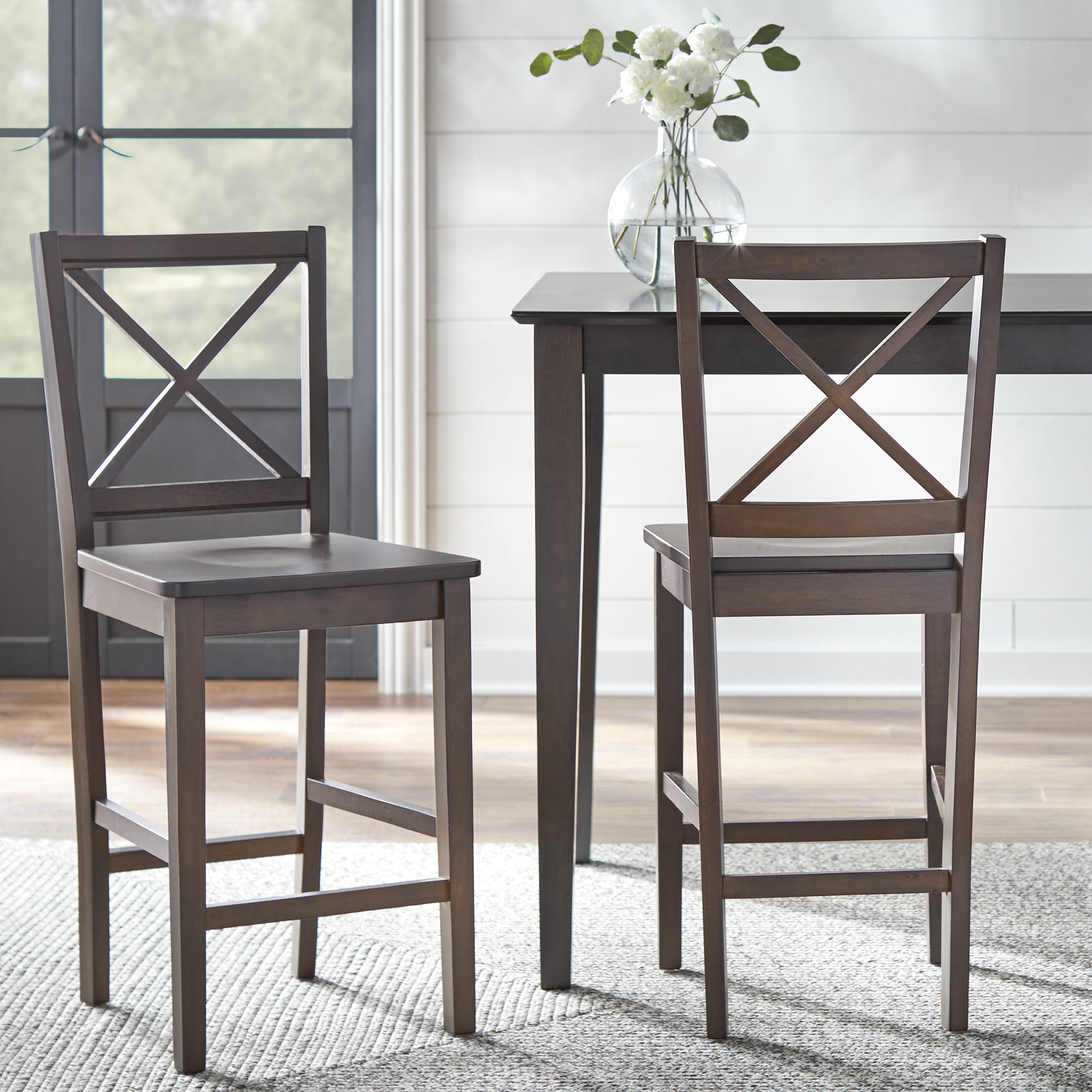 TMS Virginia Cross-Back Stool, 24", Set of 2, Espresso - Walmart.com