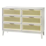 TMS Watson 6-Drawer Dresser with Natural Cane Drawer Fronts, White ...