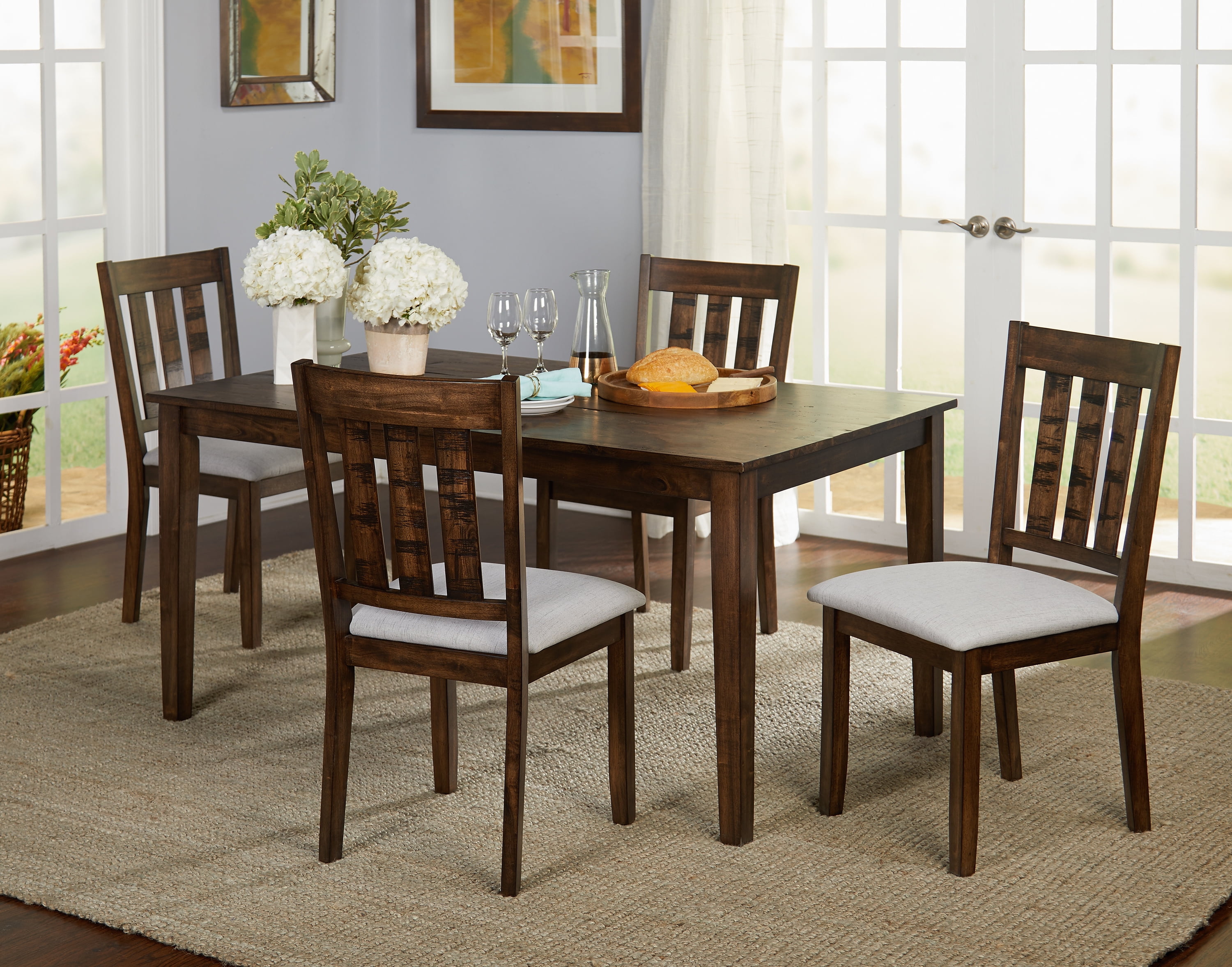 TMS Woodward 5-Piece Indoor Dining Set, Includes Table and Chairs ...