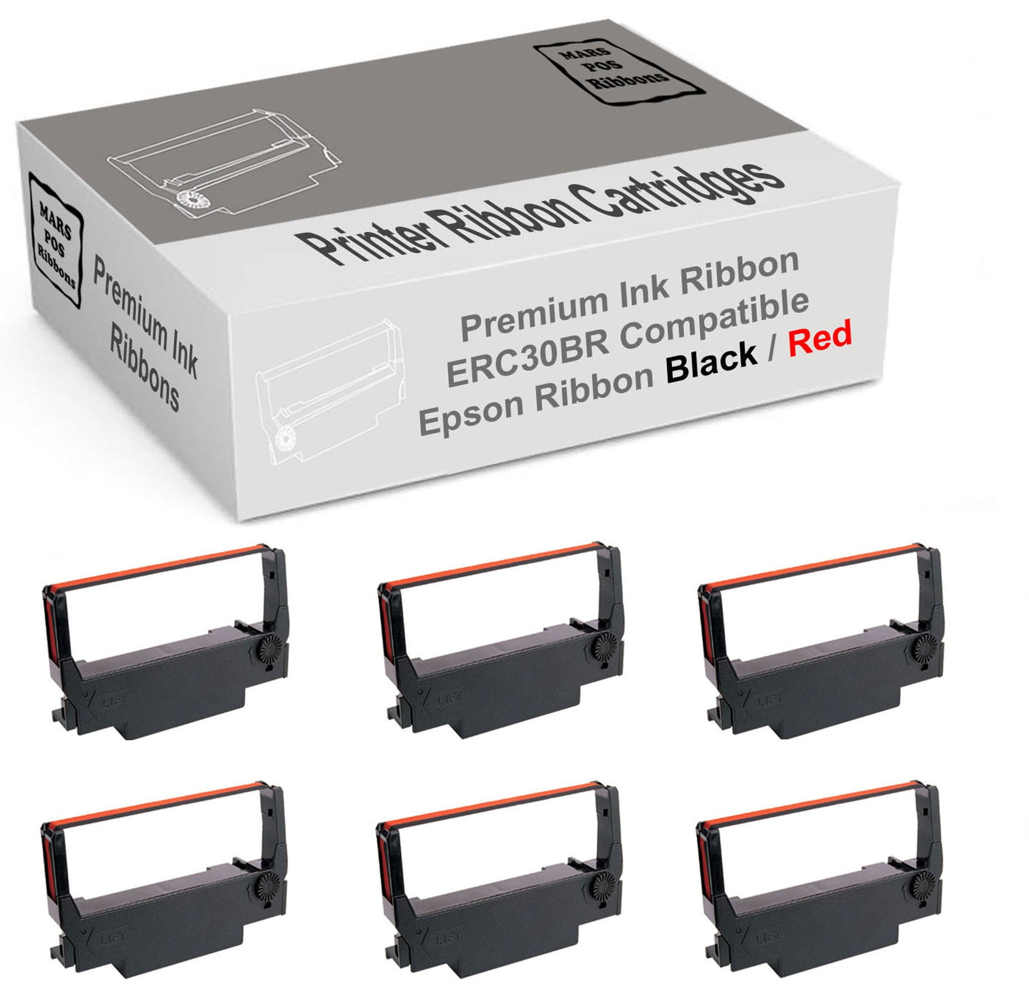 TMU220 ERC38BR Ribbon Black Red 6 Pack Compatible with Epson ERC30BR ...