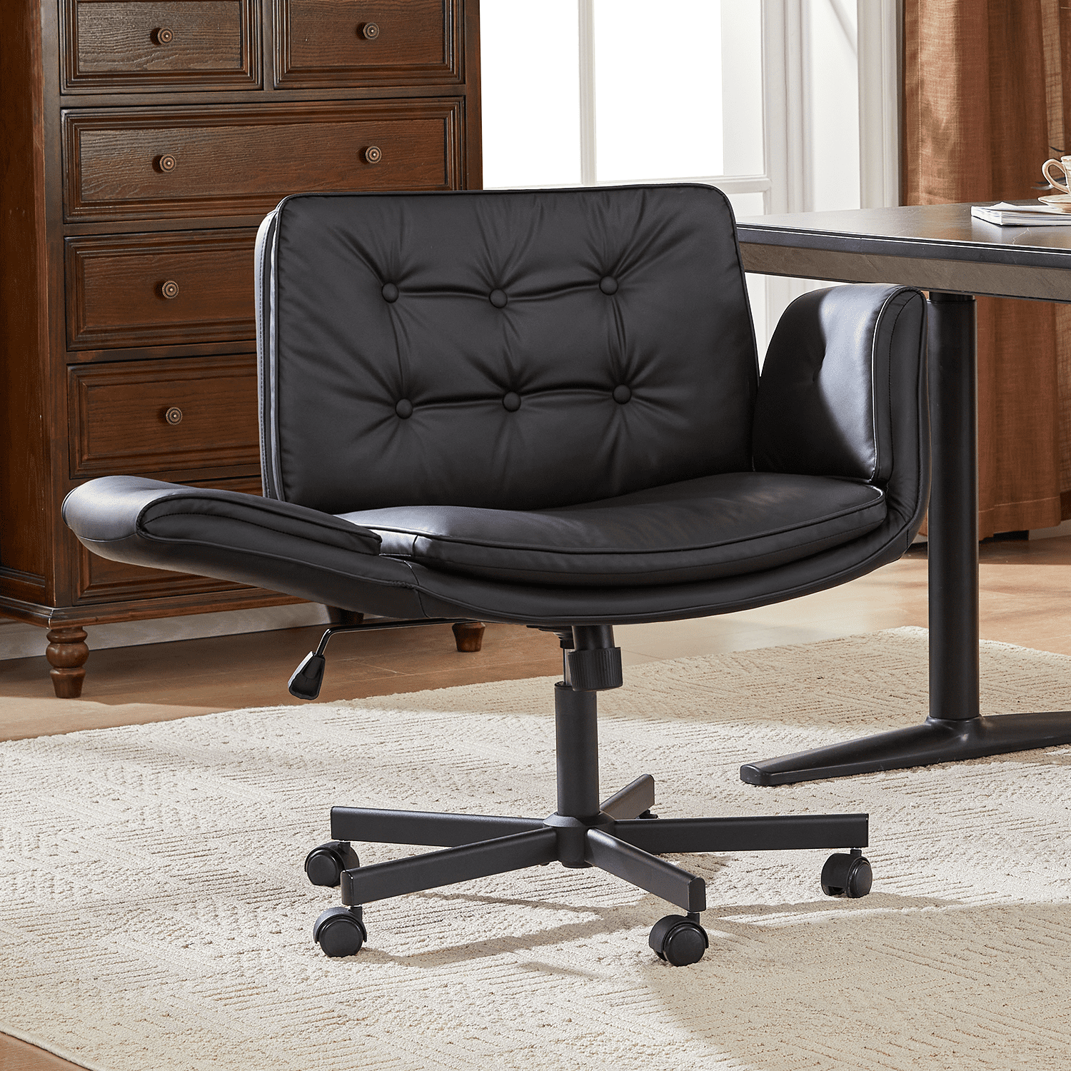 TMV Vanity Chair Oversized, Criss Cross Design Office Desk Chair - Big ...