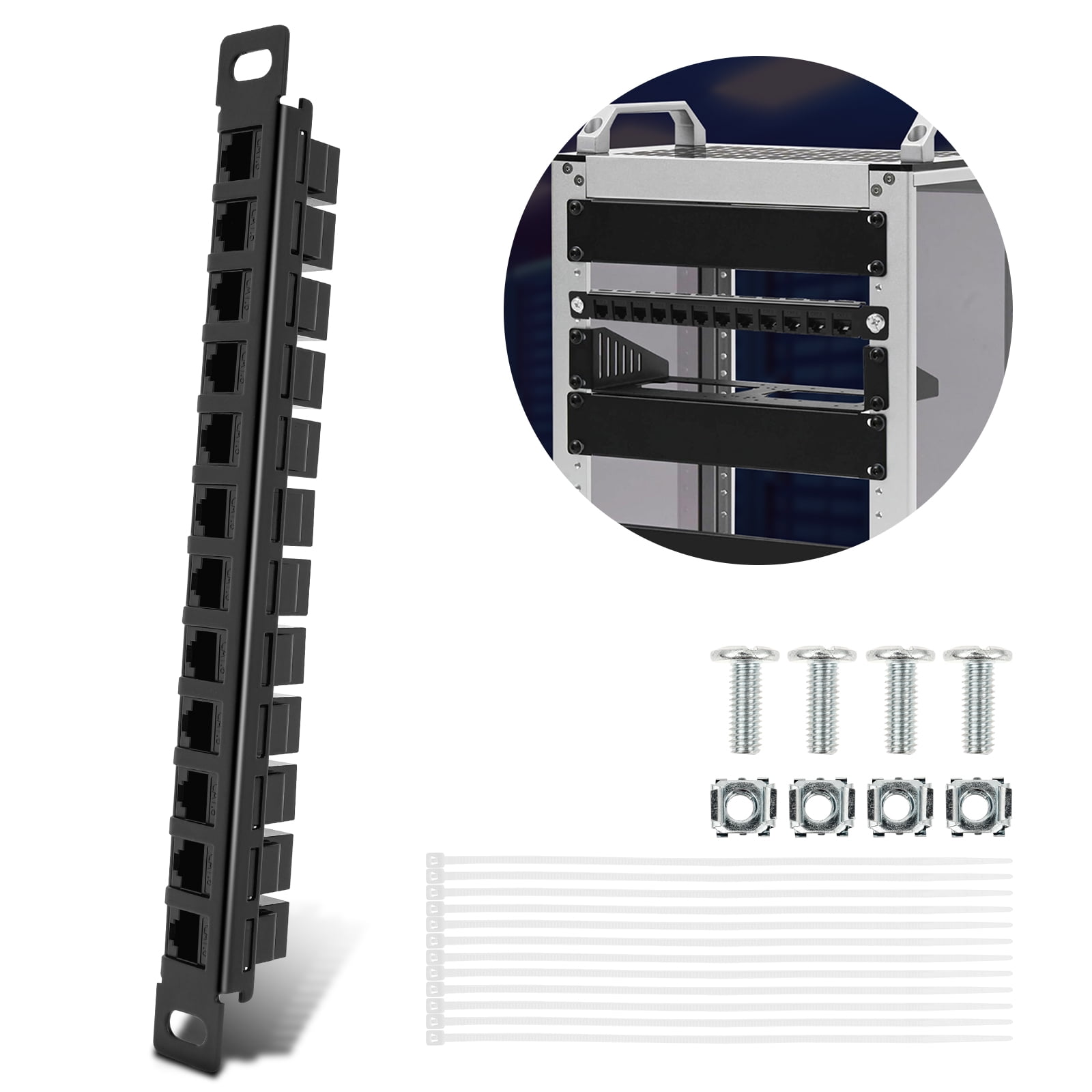 TMWEFUSC 12 Port Patch Panel Metal 0.5U Cat6 Network Patch Panel for ...