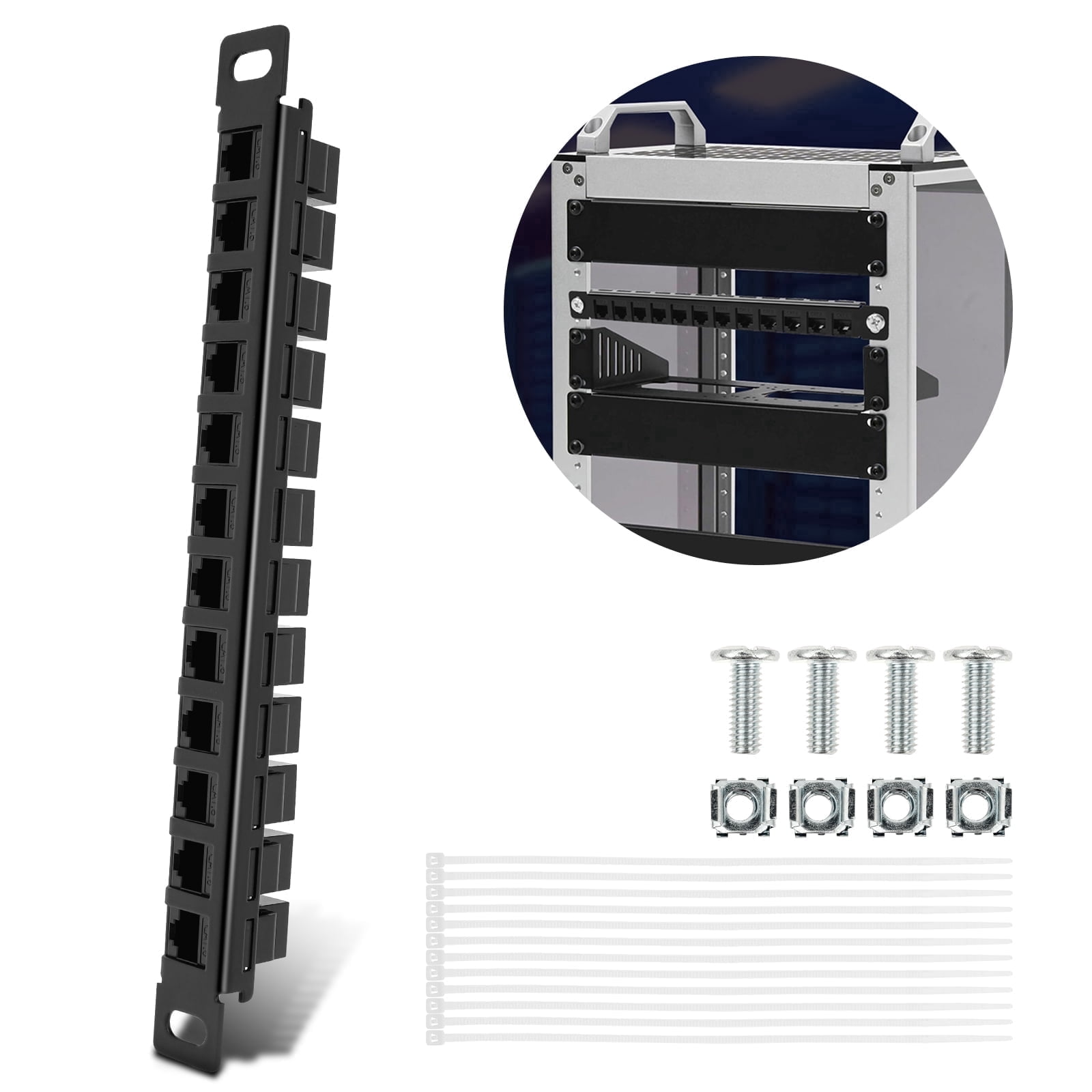 12 Port Patch Panel Metal 0.5U Cat6 Network Patch Panel for DeskPi ...