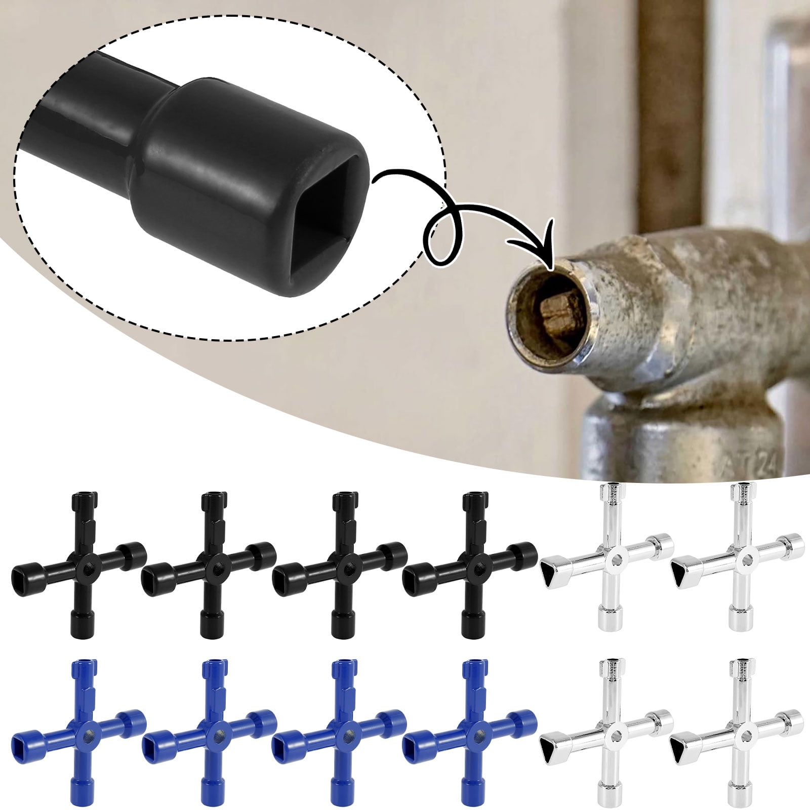 TMWEFUSC 12Pcs 4 Way Utility Key Multi Functional Zinc Alloy Universal ...