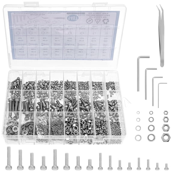 TMWEFUSC 1407Pcs Metric Hex Nut Bolt Assortment Kit, M2/M3/M4/M5 304 ...