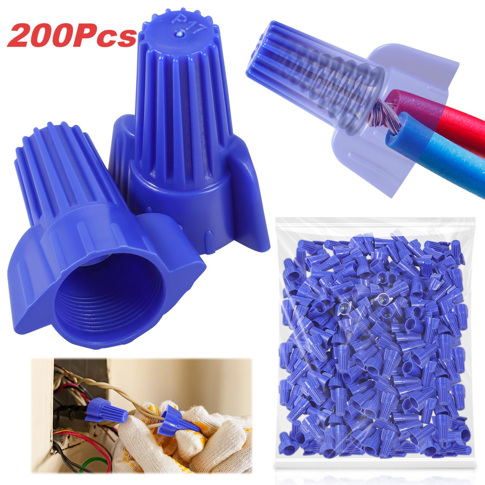 TMWEFUSC 2026 New 200Pcs Blue Winged Wire Nut AWG 14-6 Twist On ...