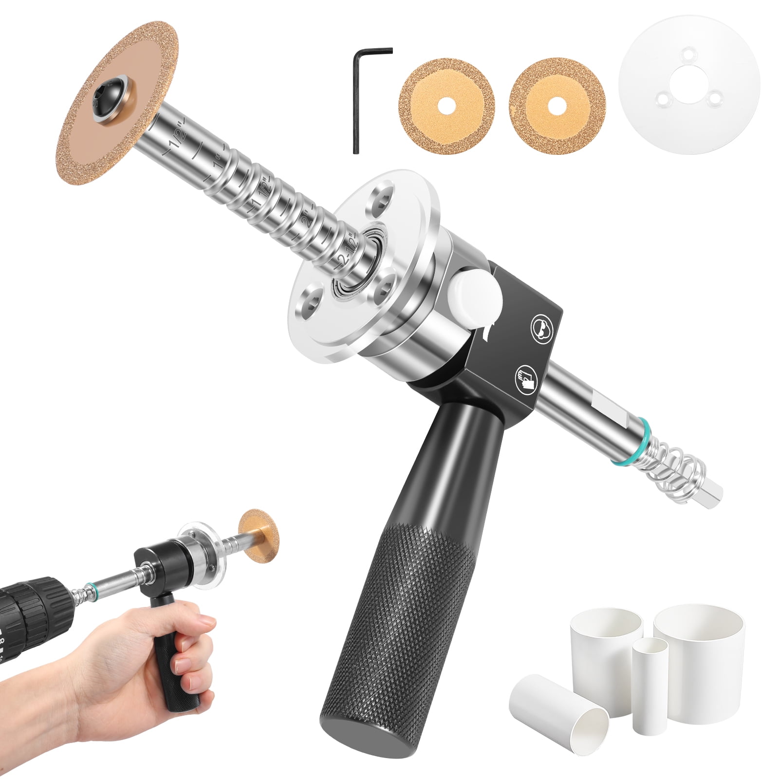 TMWEFUSC Internal Pipe Cutter 5 Inch Adjustable Depth 1/4 Inch Hex ...