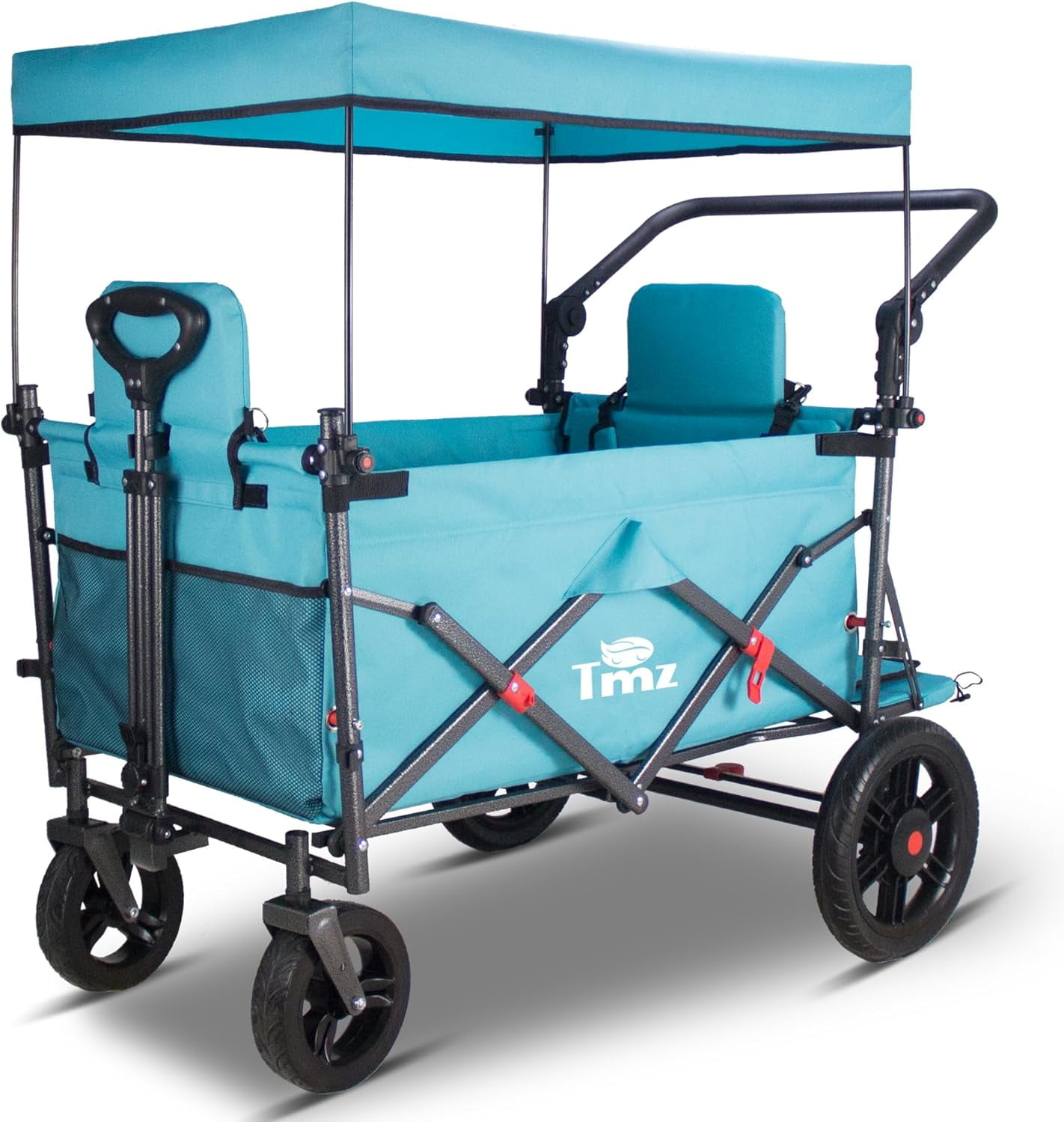 TMZ Collapsible Foldable Wagon Cart with Quick-Release Wheels and 2 ...