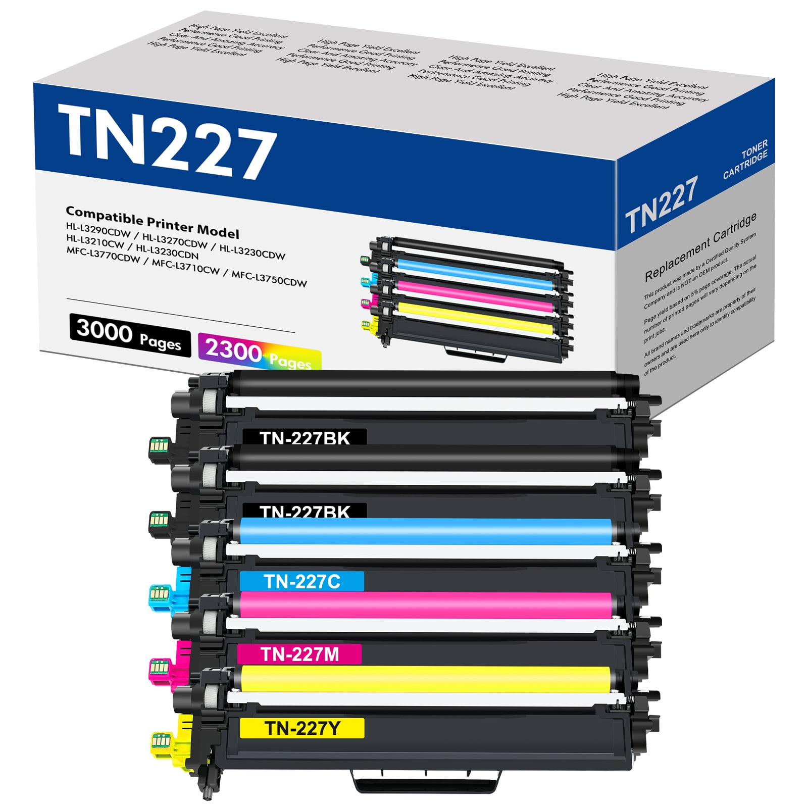 IAMSTECH TN-227 High Yield 5-Pack Toner Cartridge Compatible for ...