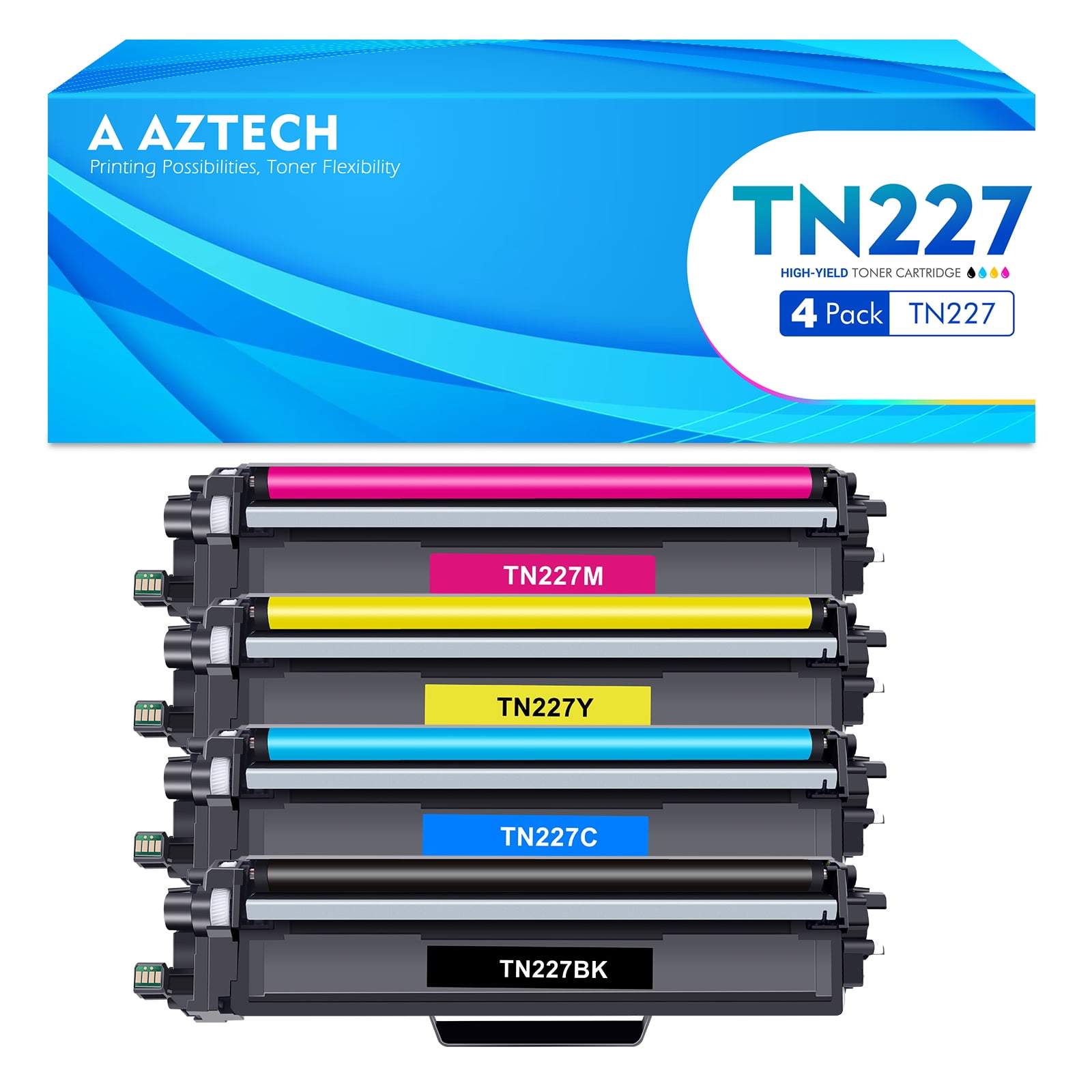TN-227 TN227 High Yield Toner Cartridge 4-Pack Compatible for Brother ...