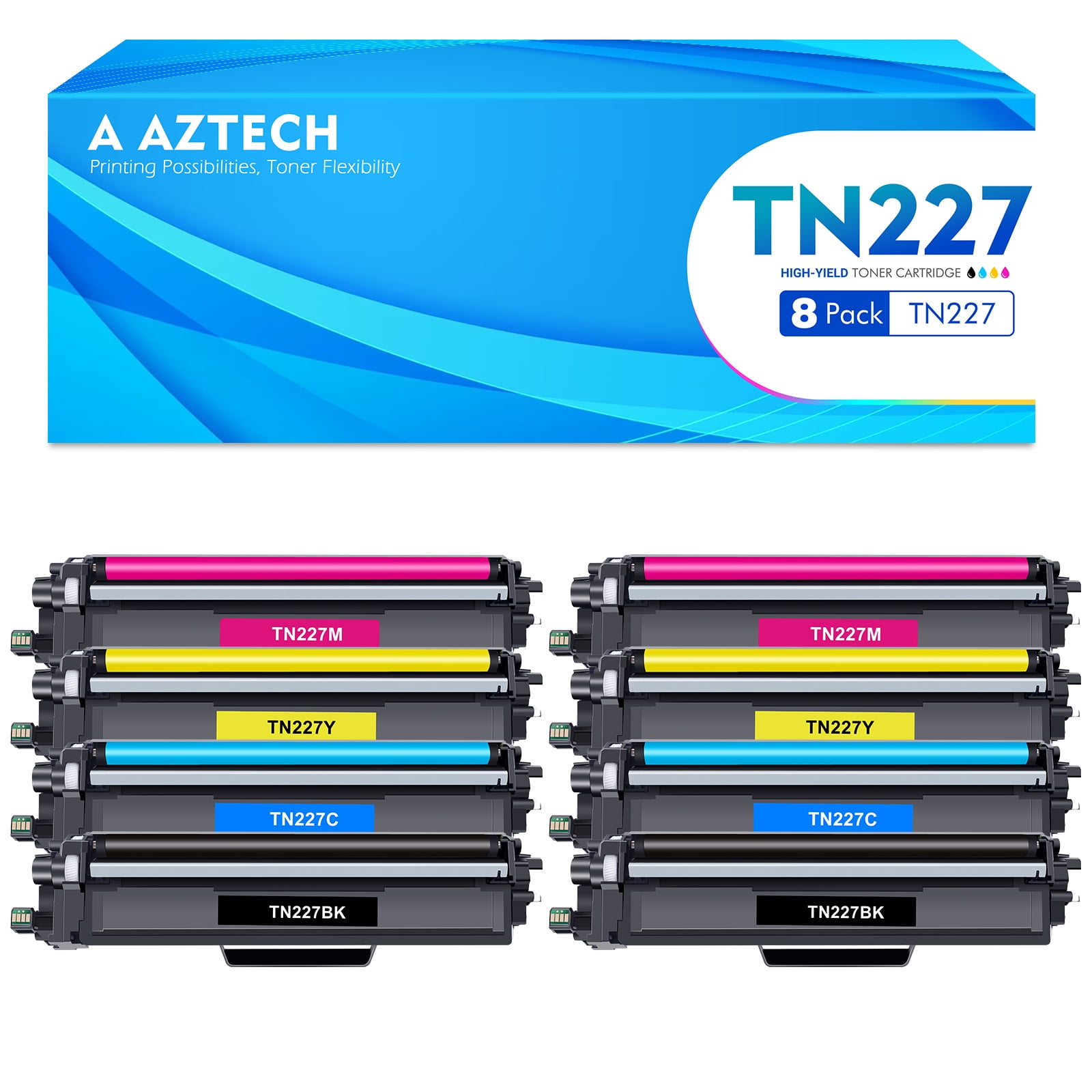 TN-227BK/C/M/Y High Yield Toner Cartridge Compatible for Brother TN-227 ...