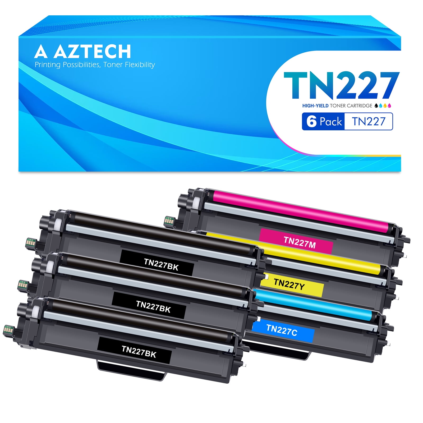 TN-227BK/C/M/Y High Yield Toner Cartridge Compatible for Brother TN-227 ...