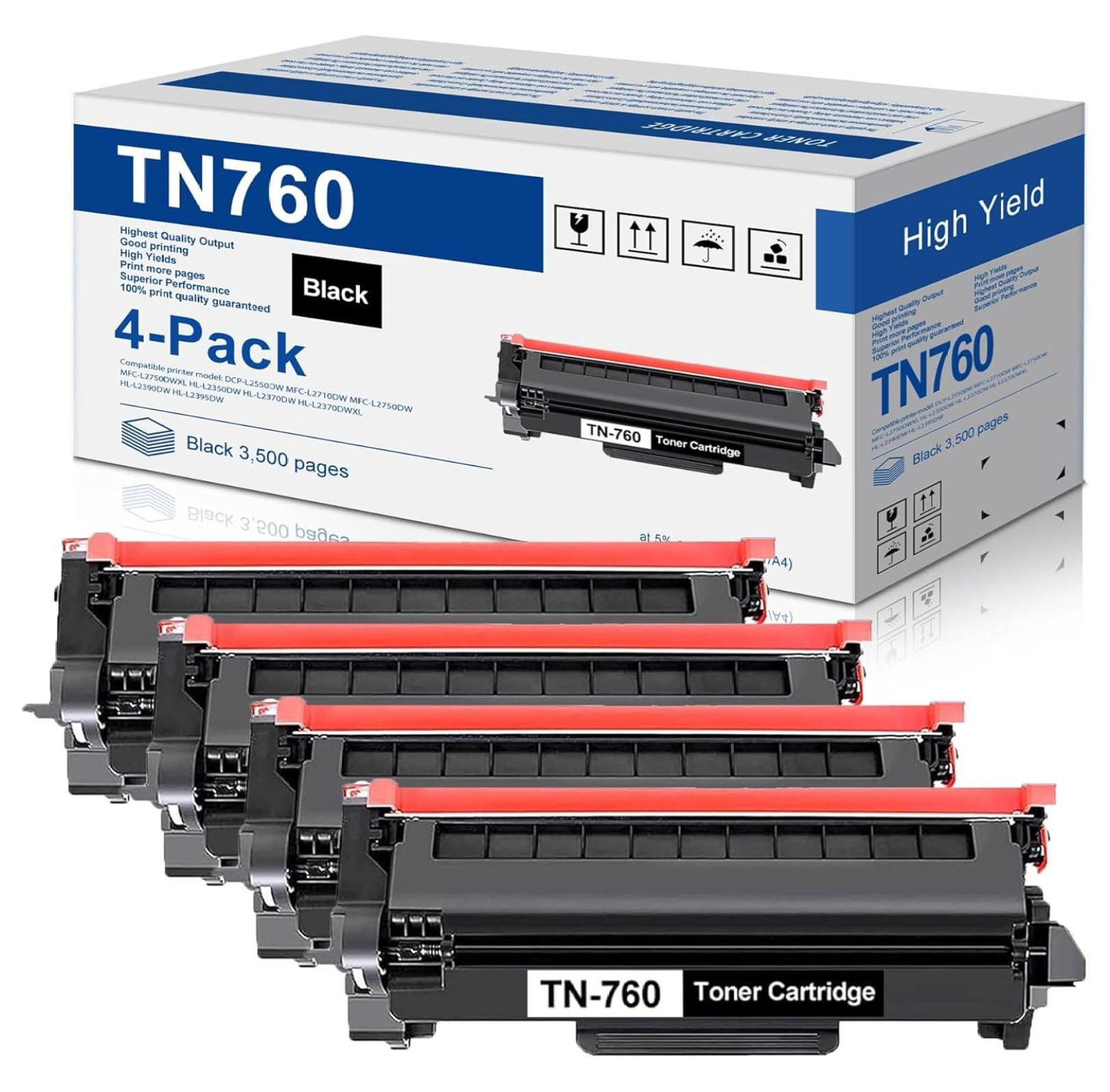 TN-760 TN760 High Yield Black Toner Cartridge Replacement for TN 760 ...