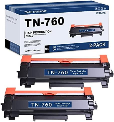TN-760 TN760 Toner Cartridge High Yield Black, Replacement for Brother ...