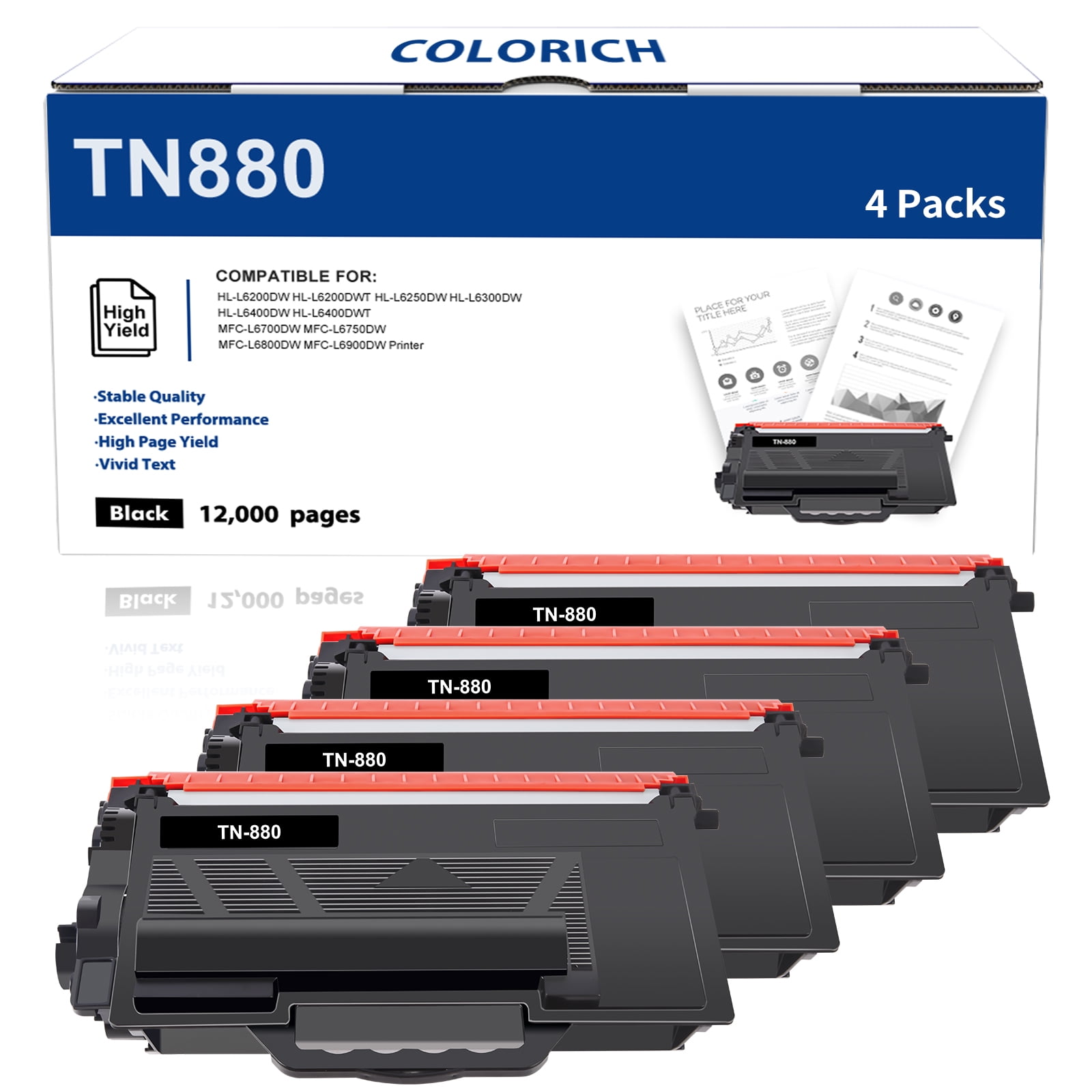 TN-880 TN880 High Yield Toner Cartridge Compatible for Brother TN880 TN ...