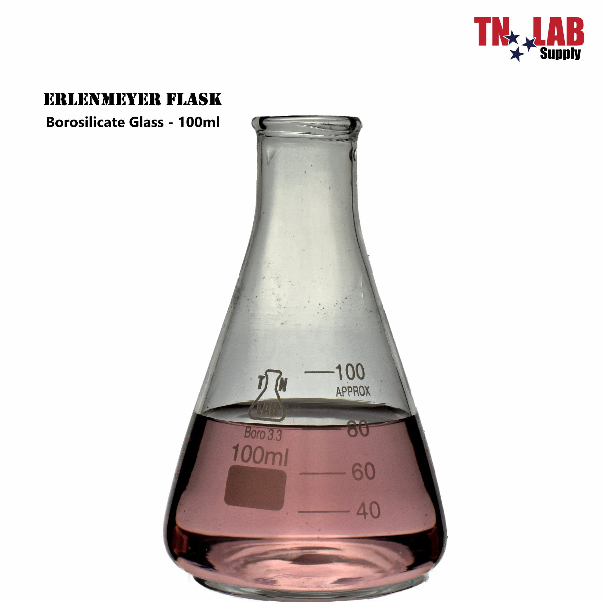 TN LAB Heavy-Wall Borosilicate Glass Graduated Erlenmeyer Conical Flask ...