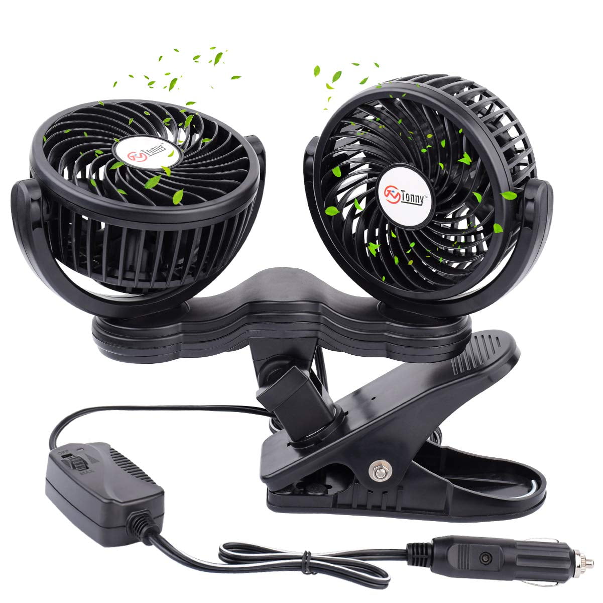 TN TONNY Flexible Dual Head Car Fan, 4 Inches Electric Car Cooling Fans ...