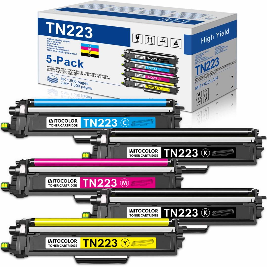 TN223 2Black 1Cyan 1Magenta 1ellow High Yield Toner Cartridge ...