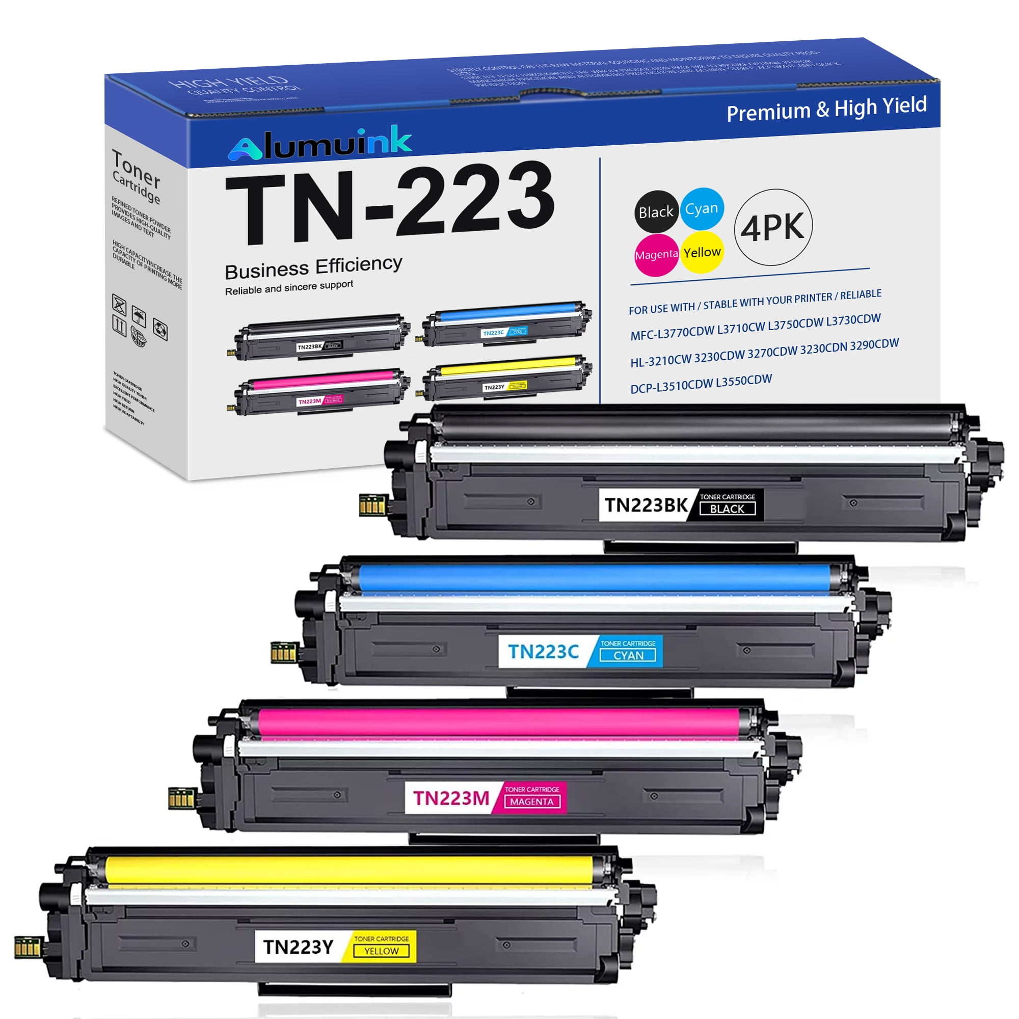 TN223 High Yield Toner Cartridge 4 Pack Replacement for Brother MFC ...