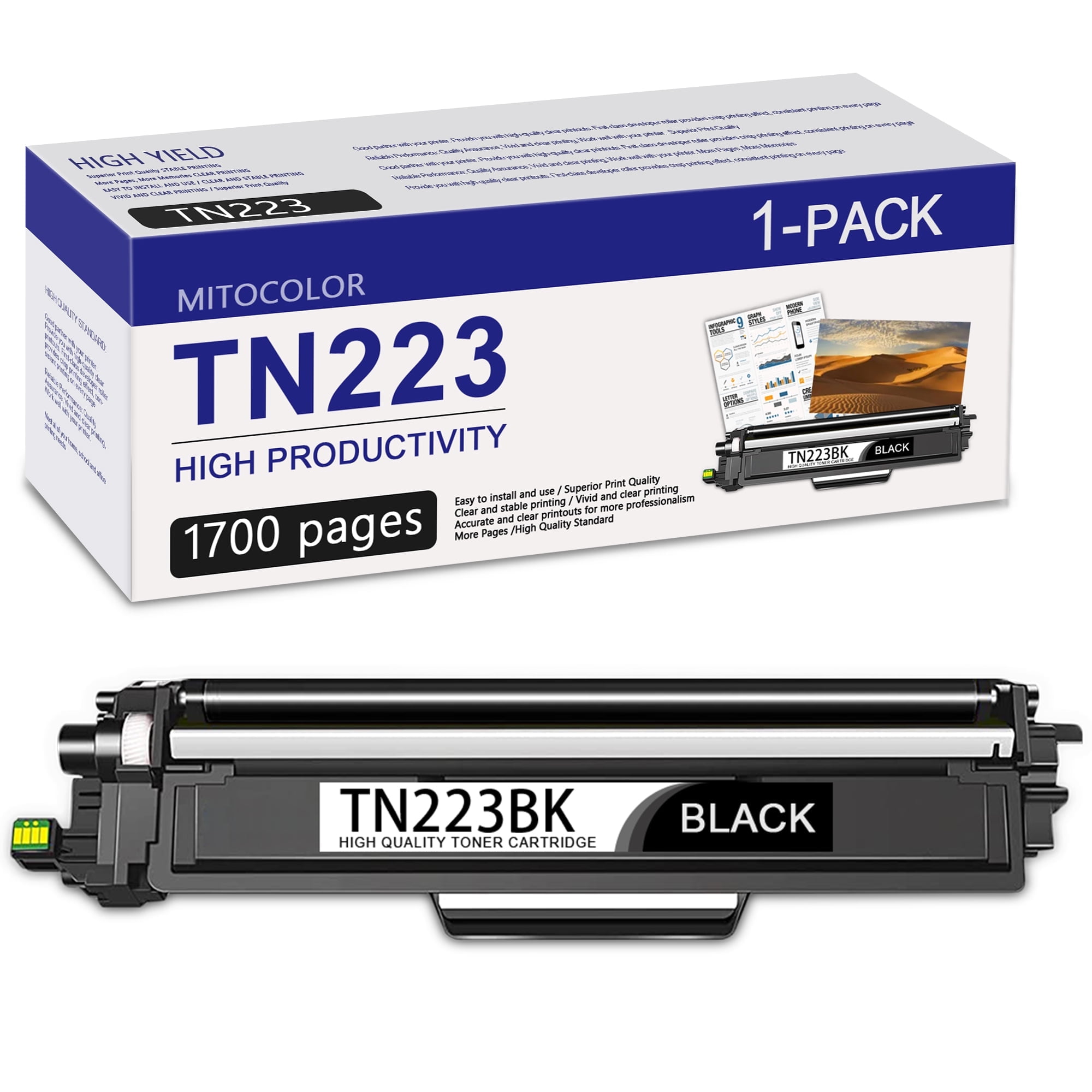 TN223 Toner Cartridge 1 Pack Black Replacement for Brother TN-223 Toner ...