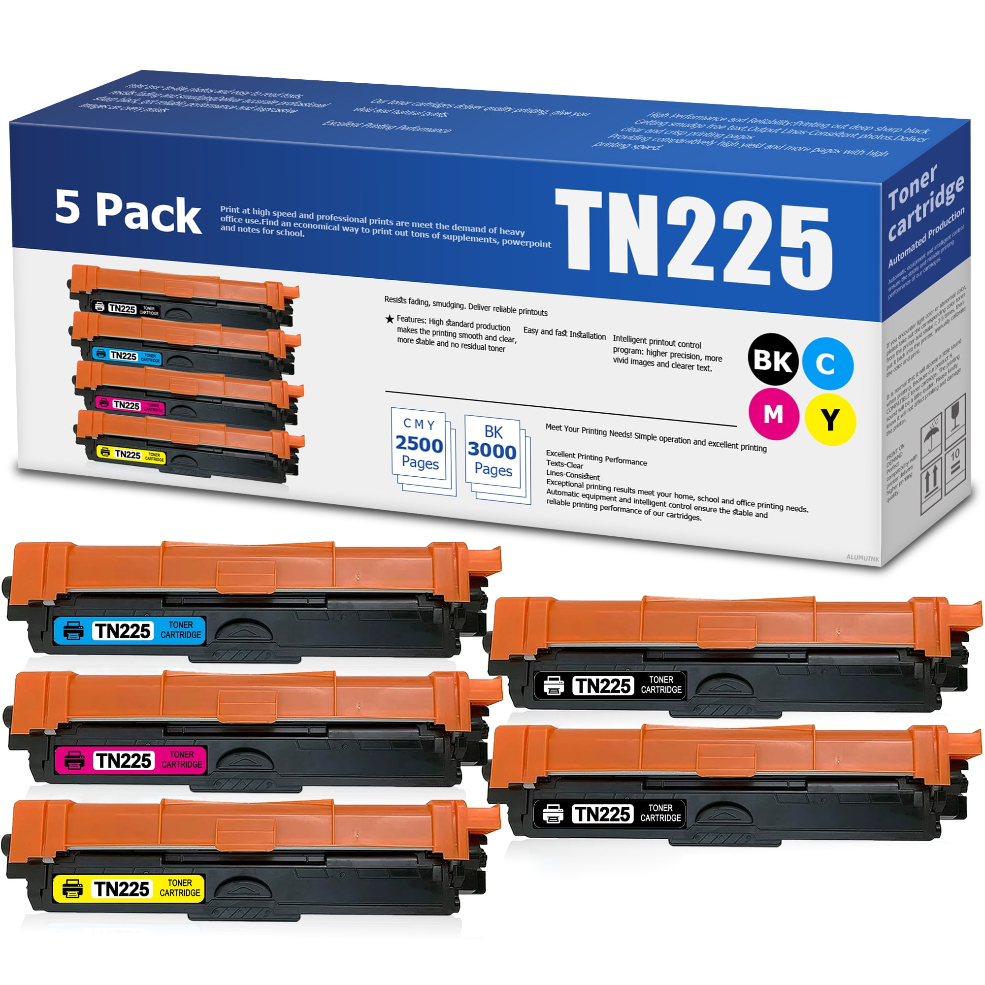 TN225BK TN225C TN225M TN225Y 5-Color Toner Cartridge: Replacement for ...