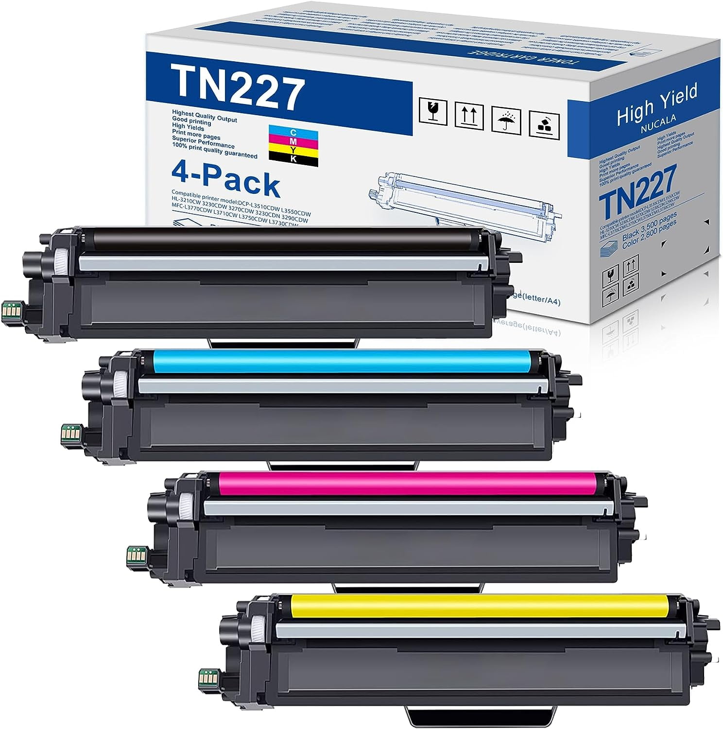 TN227 High Yield Toner Cartridge 4 pack TN227BK TN227C TN227M TN227Y ...