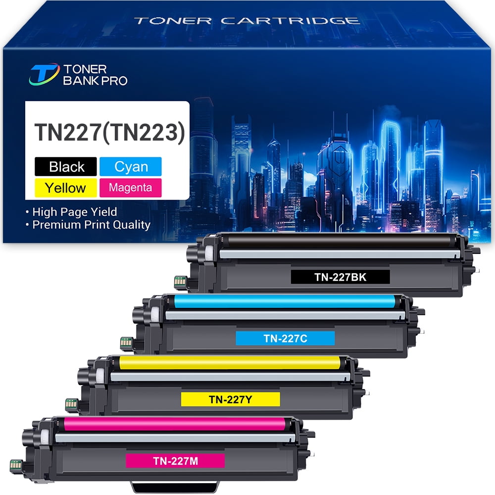 TN227 TN223 Toner Cartridge 4-Pack Compatible for Brother TN227 TN-227 ...