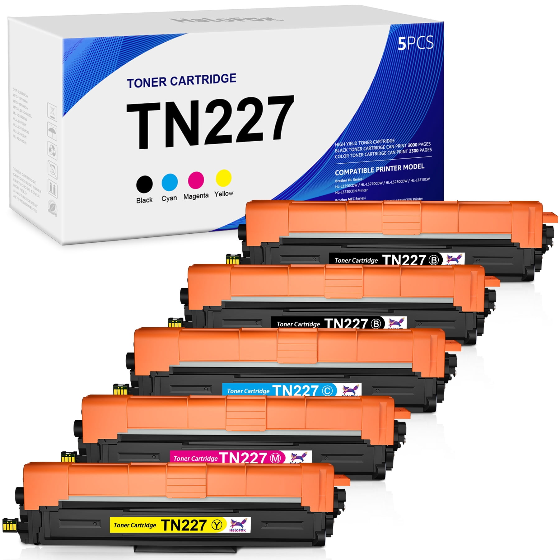 Brother Compatible TN227/223 Toner Cartridge 5-Pack for HL-L3210CW, HL ...