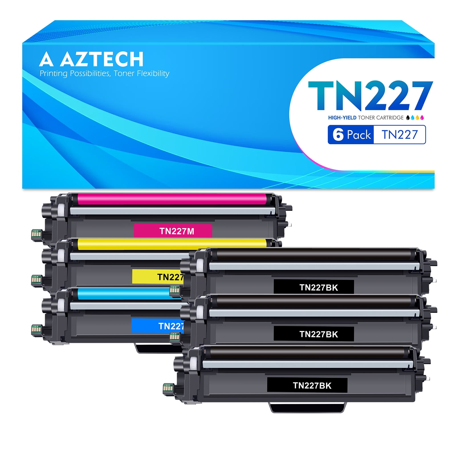 TN227 Toner Cartridge 6-Pack Compatible for Brother TN-227 TN223 TN ...