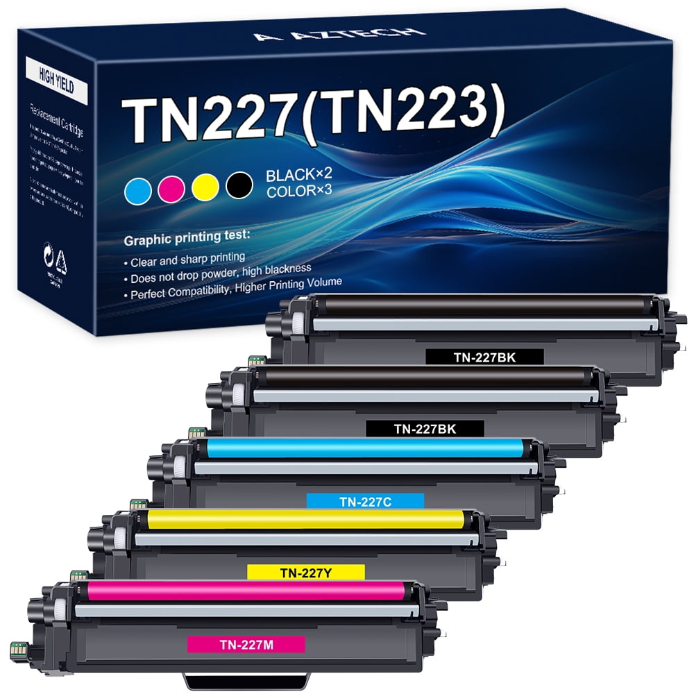 Aztech 5-Pack Toner Cartridge for Brother TN227/223, Compatible with ...