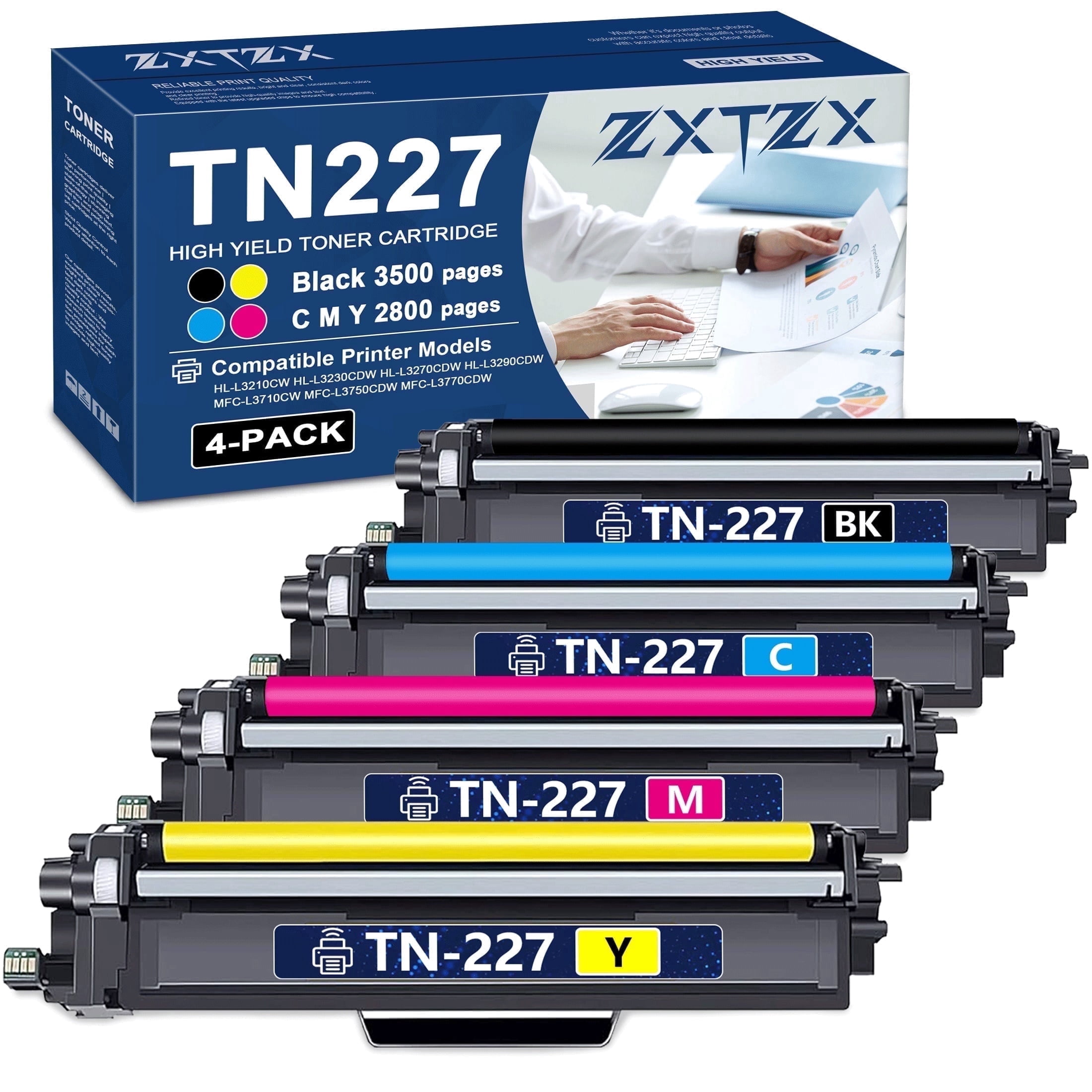 TN227 Toner Compatible for Brother TN227 Toner Cartridges Black Cyan ...