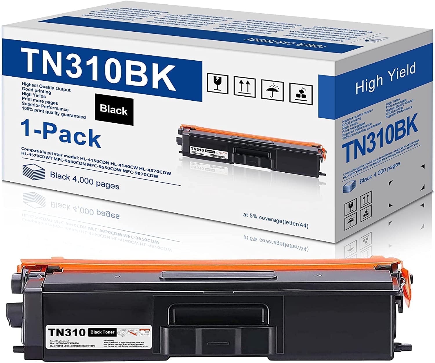 TN310 Toner Cartridge 1-Pack Black Replacement for Brother TN-310 Toner ...