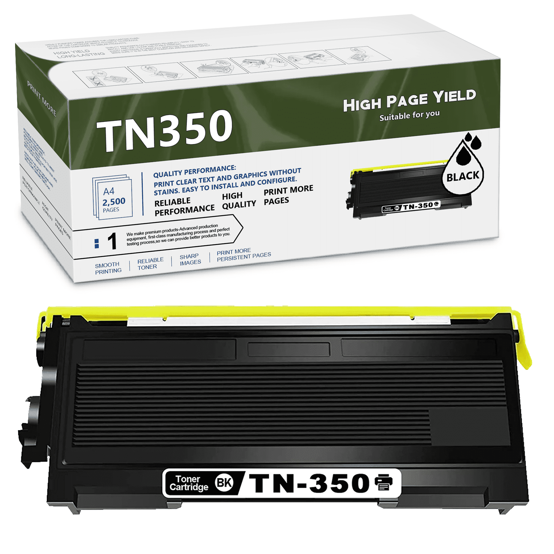 TN350 Toner Cartridge Black Replacement for Brother DCP-7010 Printer ...