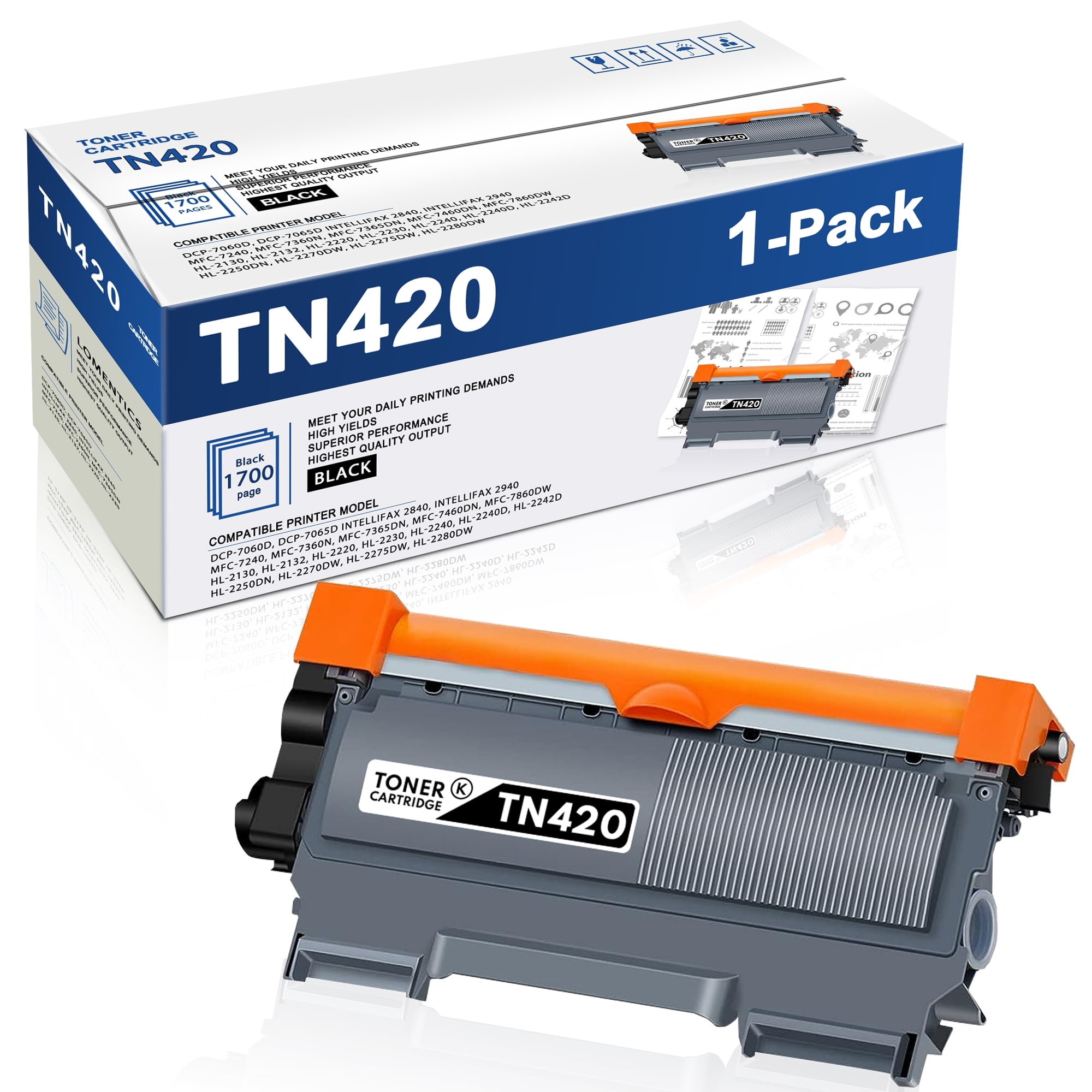 Brother TN420 High Yield Toner Cartridge, Black, 1 Pack, Compatible ...