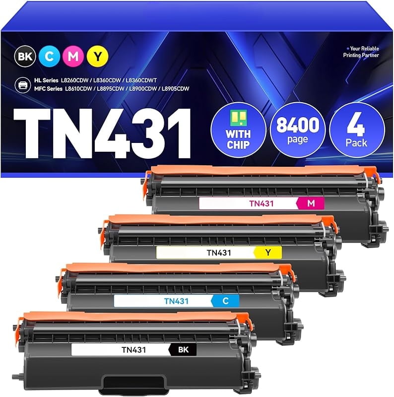 TN431 Toner Cartridge 4-Pack Compatible Replacement for Brother TN-431 ...