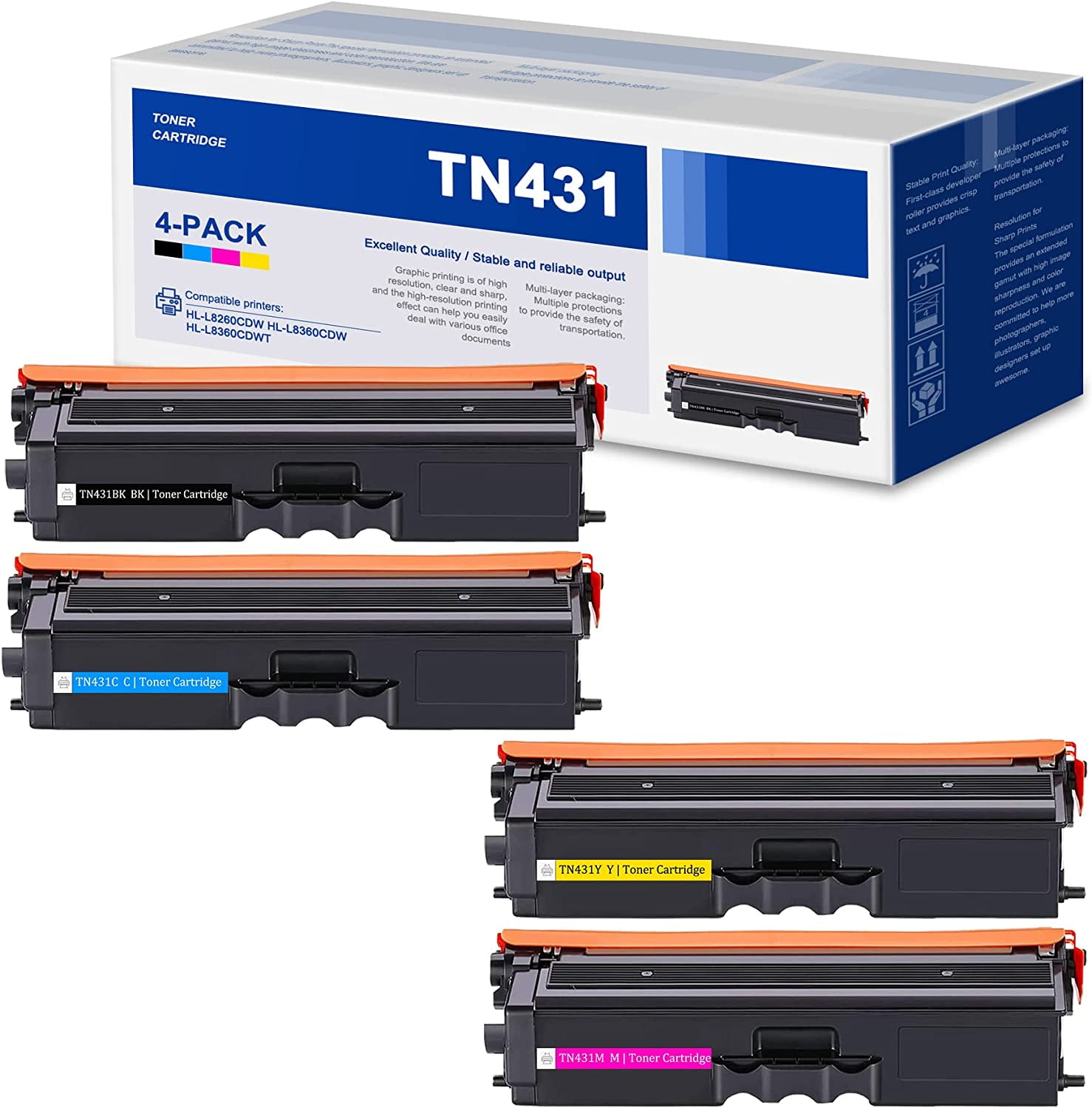 TN431 Toner Cartridge Replacement for Brother TN 431 DCP-L8410CDW MFC ...