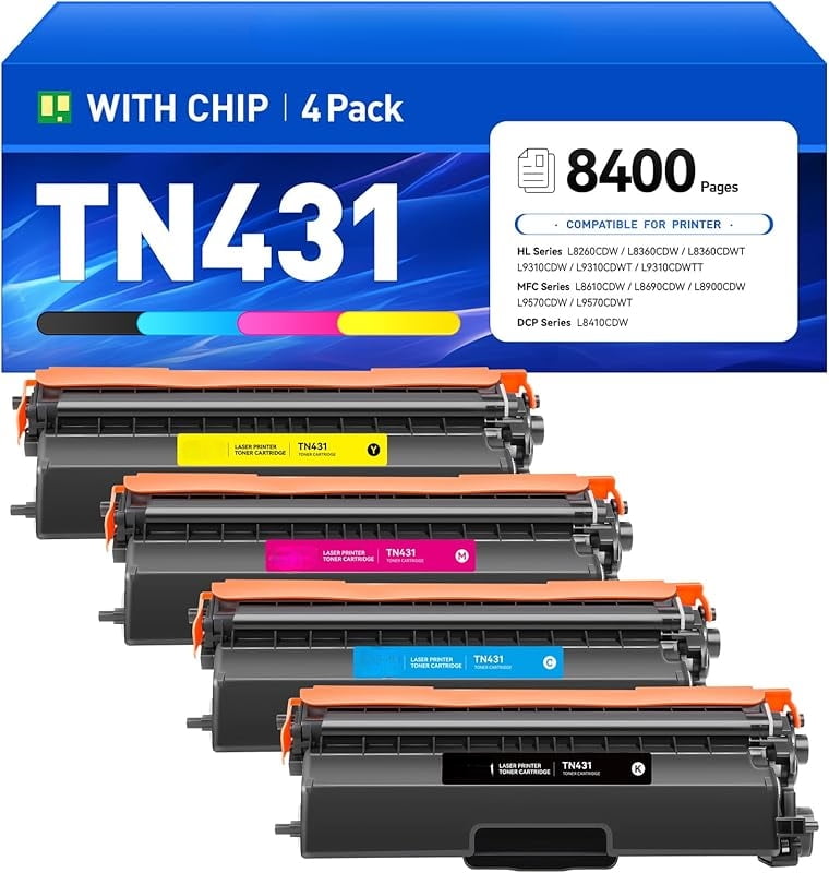 TN431 Toner Cartridge Set 4-Pack Replacement Compatible for Brother TN ...