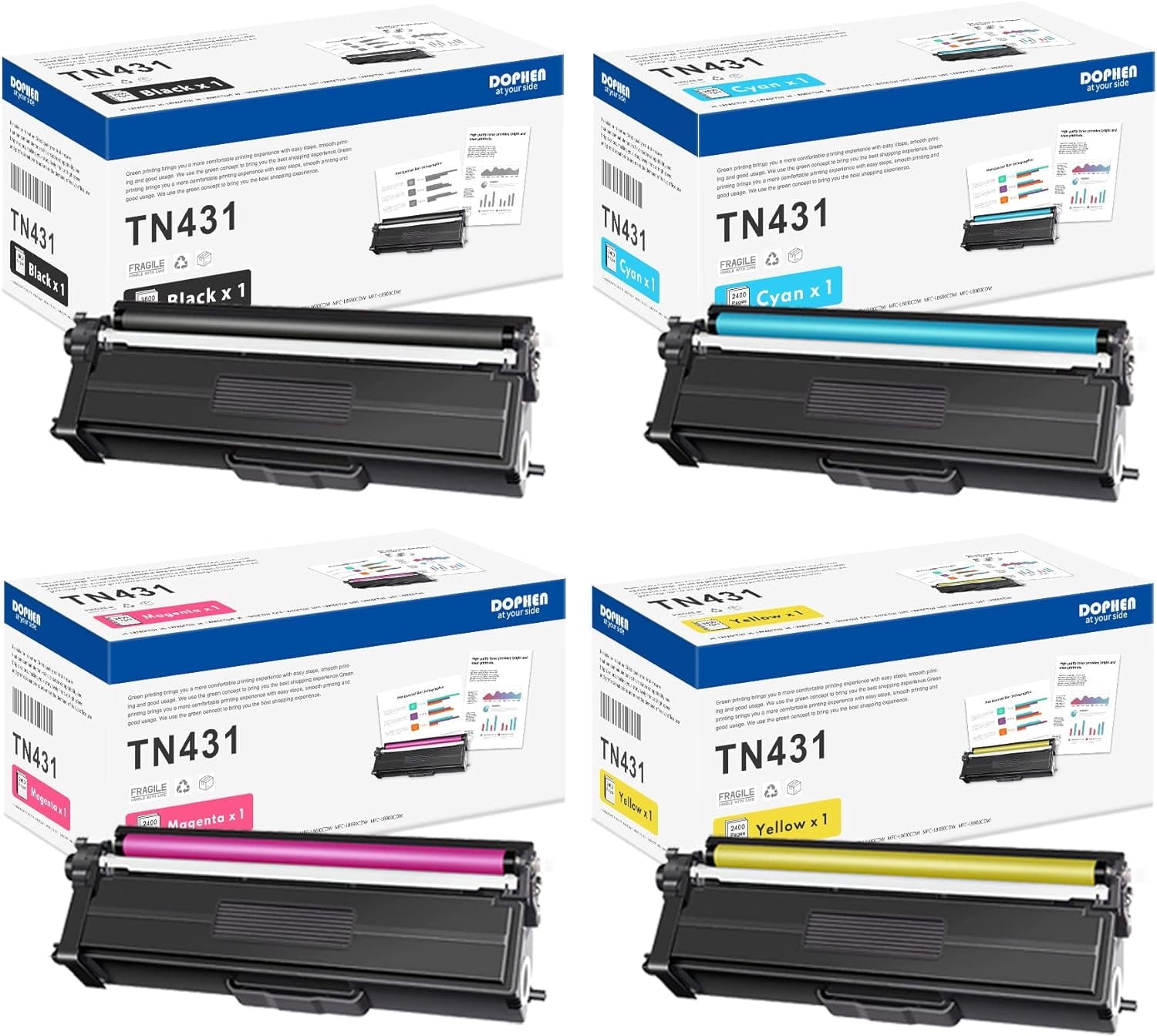 TN431 Toner Cartridges Replacement for Brother TN-431 Toner for HL ...