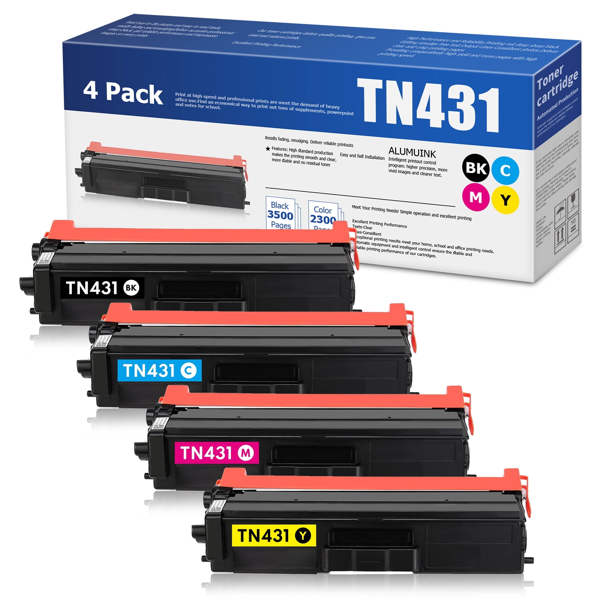 TN431BK TN431C TN431M TN431Y, 4 Pack Replacement for Brother Ink ...
