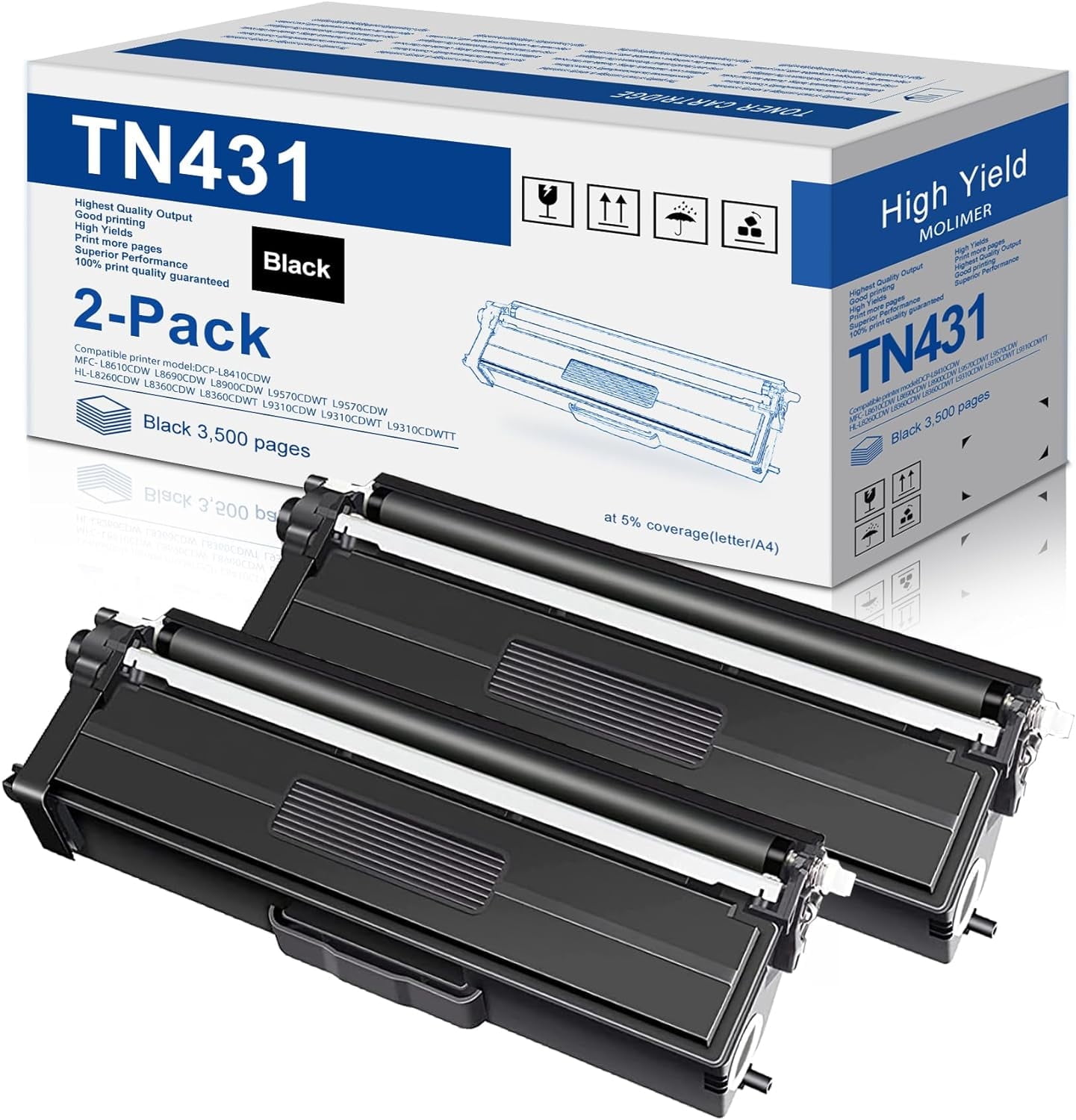 TN431Toner Cartridge Replacement for Brother TN-431 Toner for HL ...