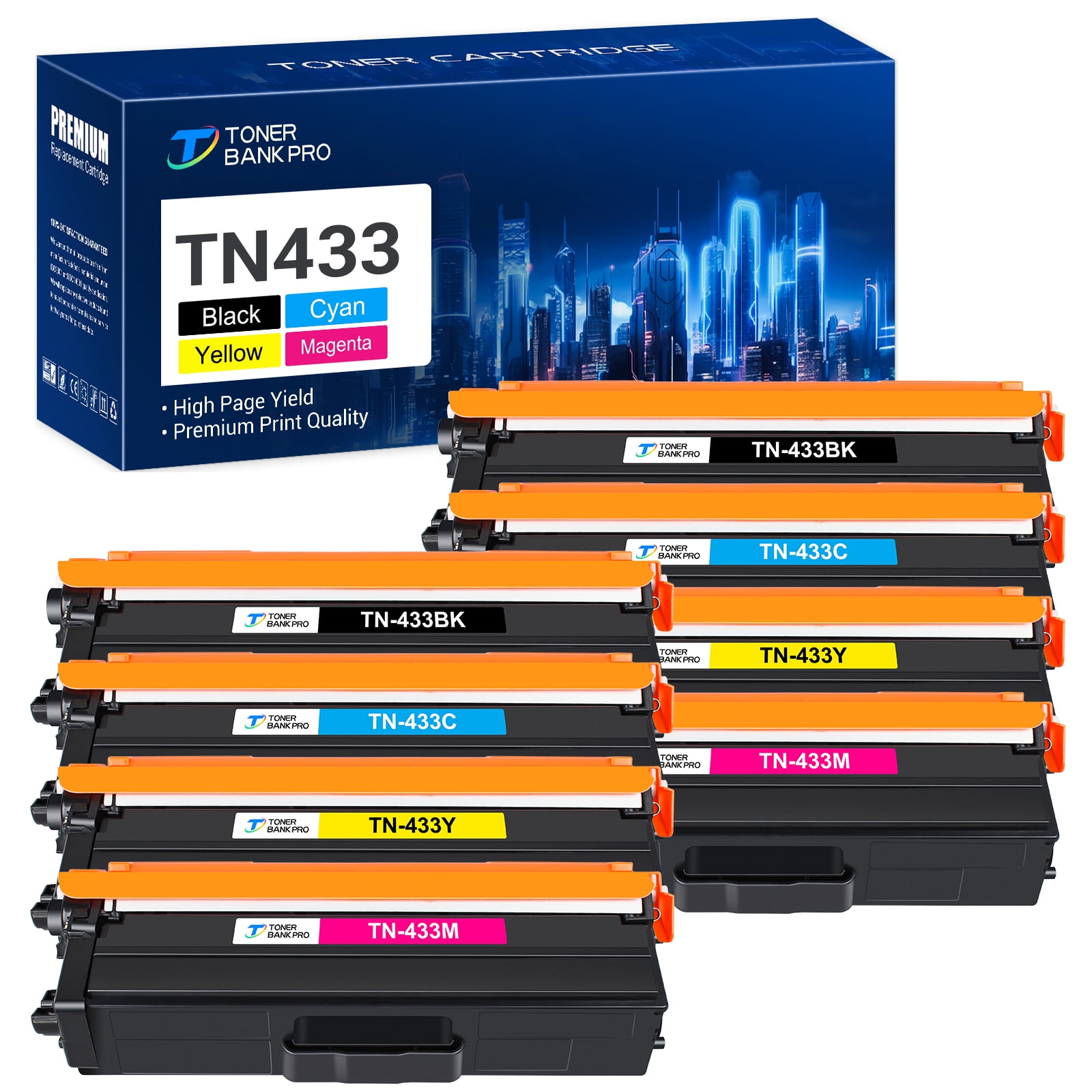 TN433 8-Pack Compatible Toner for Brother TN-433BK HL-L8260CDW L8360CDW ...