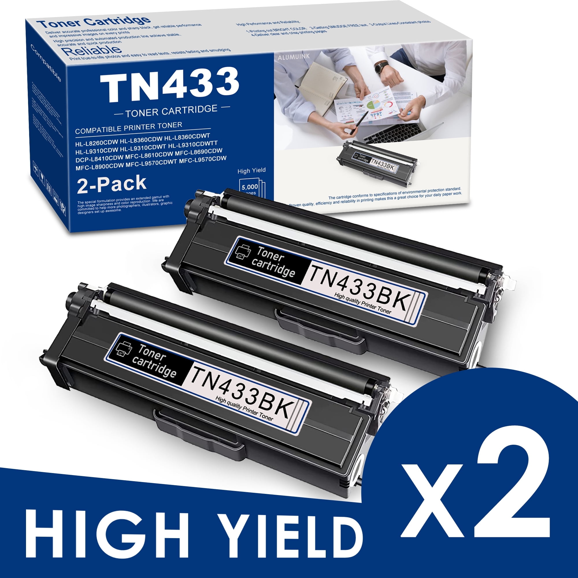 TN433 Black High Yield Toner Cartridge Replacement for Brother TN433BK ...