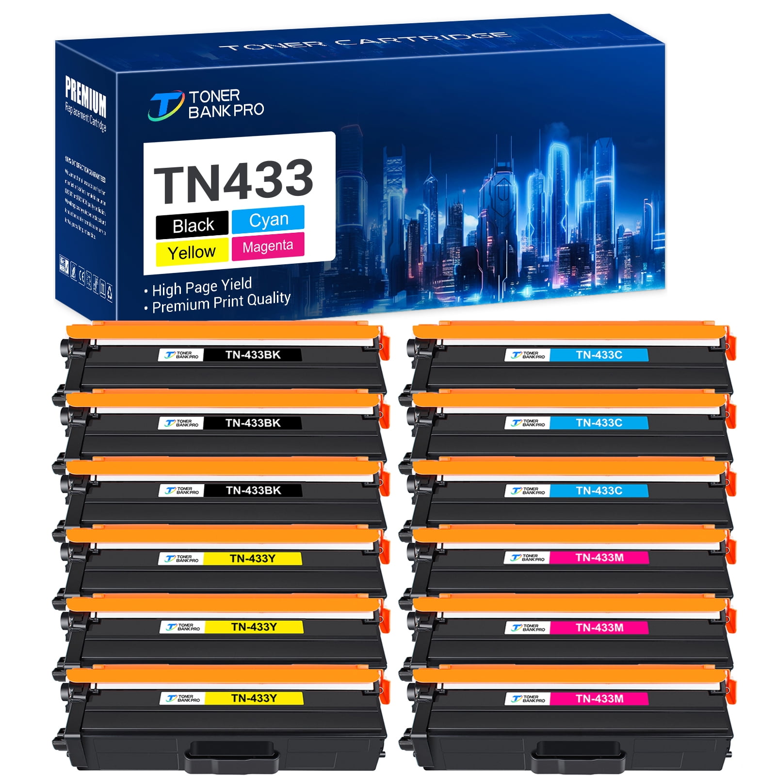 Compatible Toner Cartridge for Brother TN433 TN431 TN436, 12-Pack (3BK ...