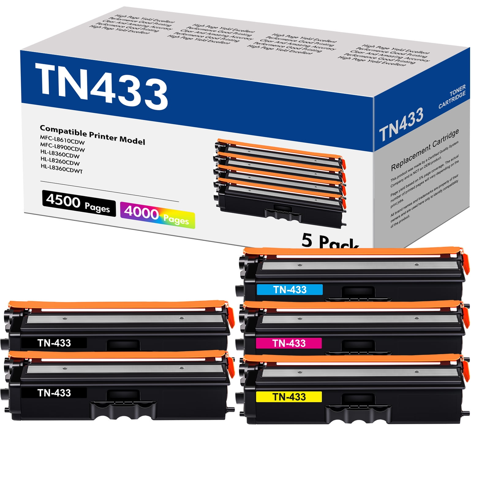TN433 Toner Cartrdige Compatible for Brother TN-433 TN431 TN436 TN ...