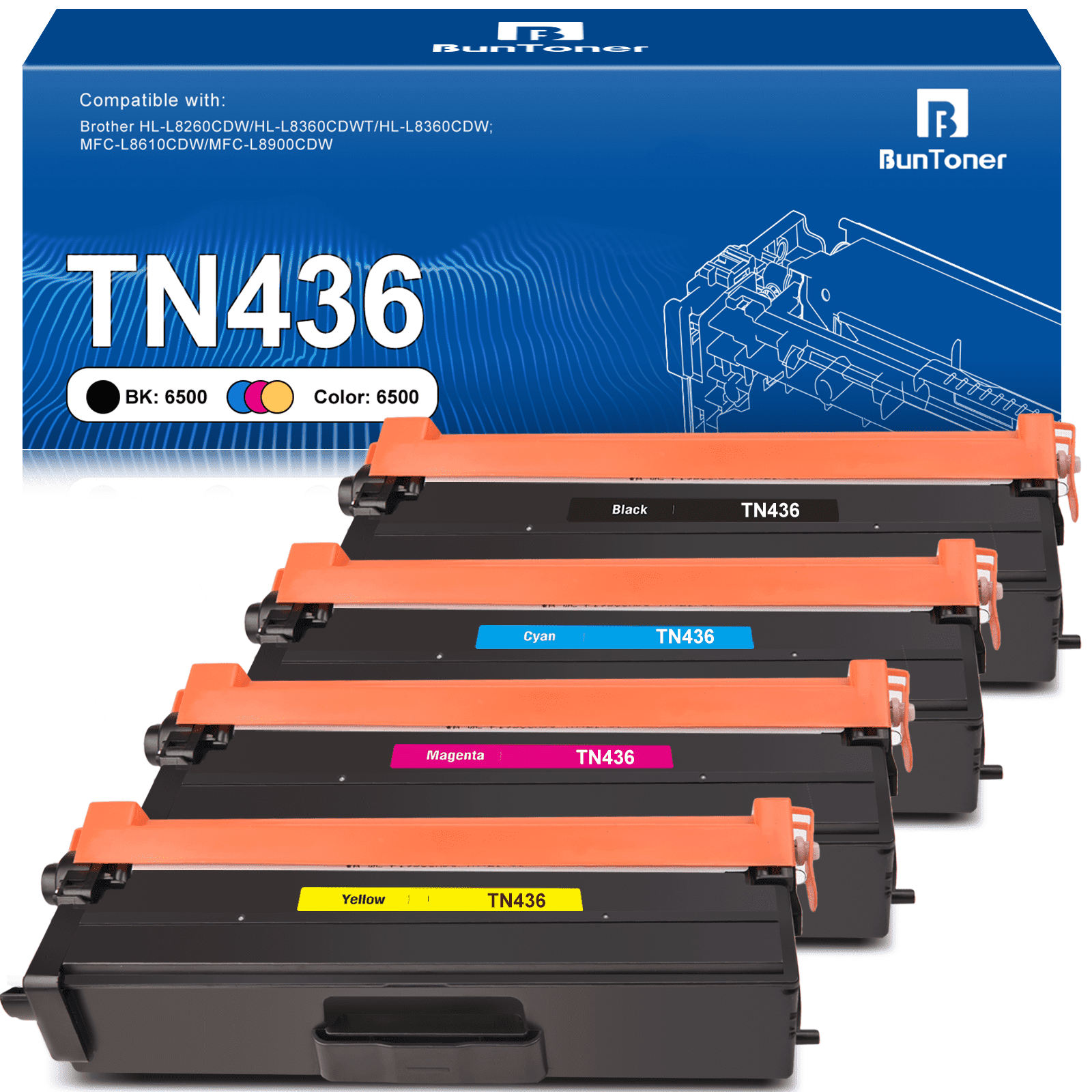 BunToner TN436 Cartridge for Brother MFC-L8900CDW, HL-L8360CDW, HL ...
