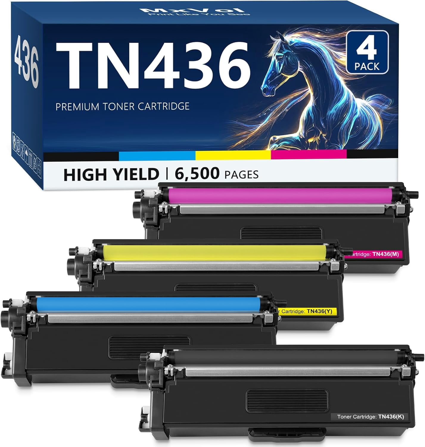 TN436 Toner Cartridge Set 6,500 Pages Super High Yield Replacement for ...