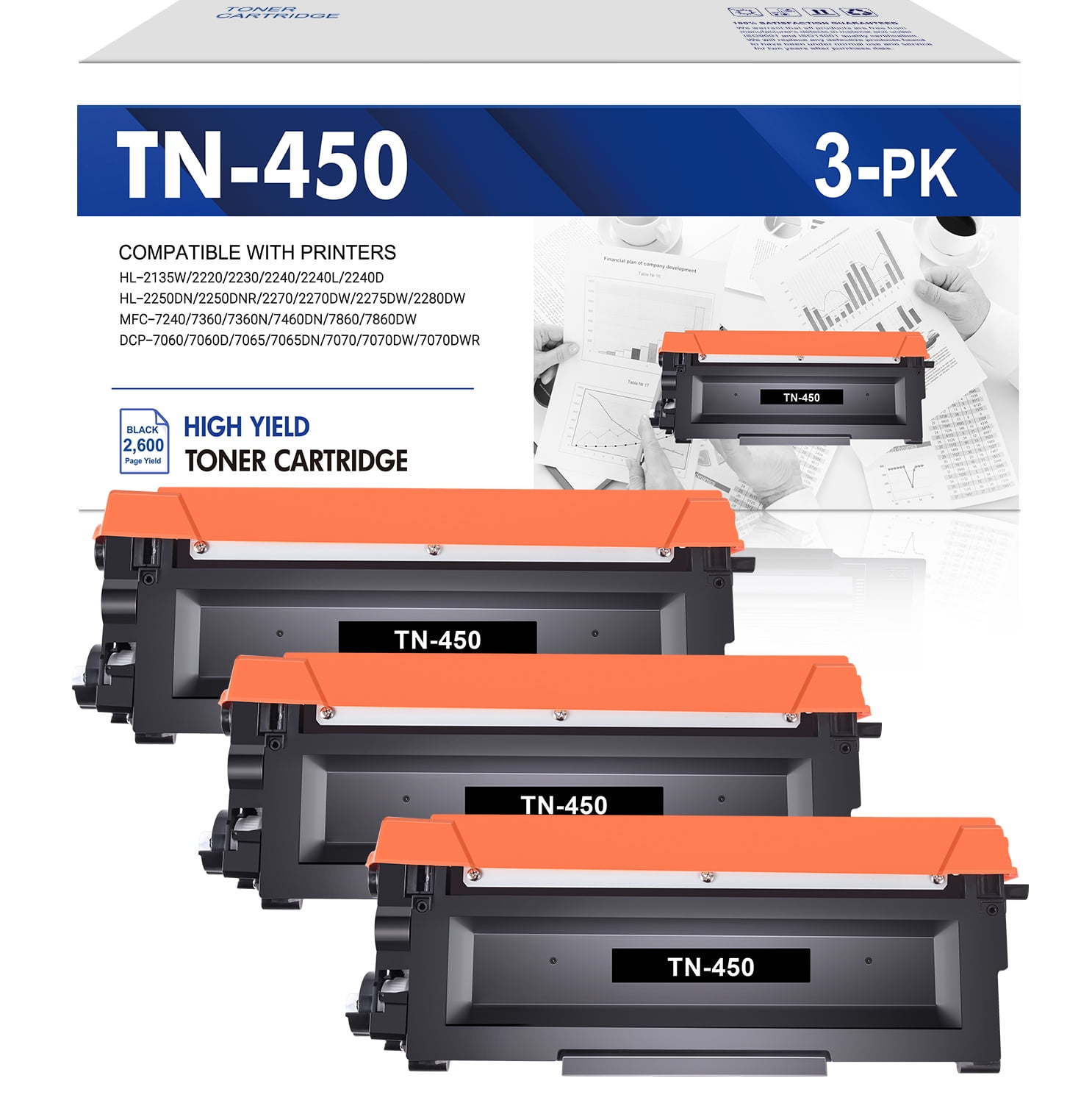 TN450 TN 450 High Yield Toner Cartridge Compatible Replacement for ...