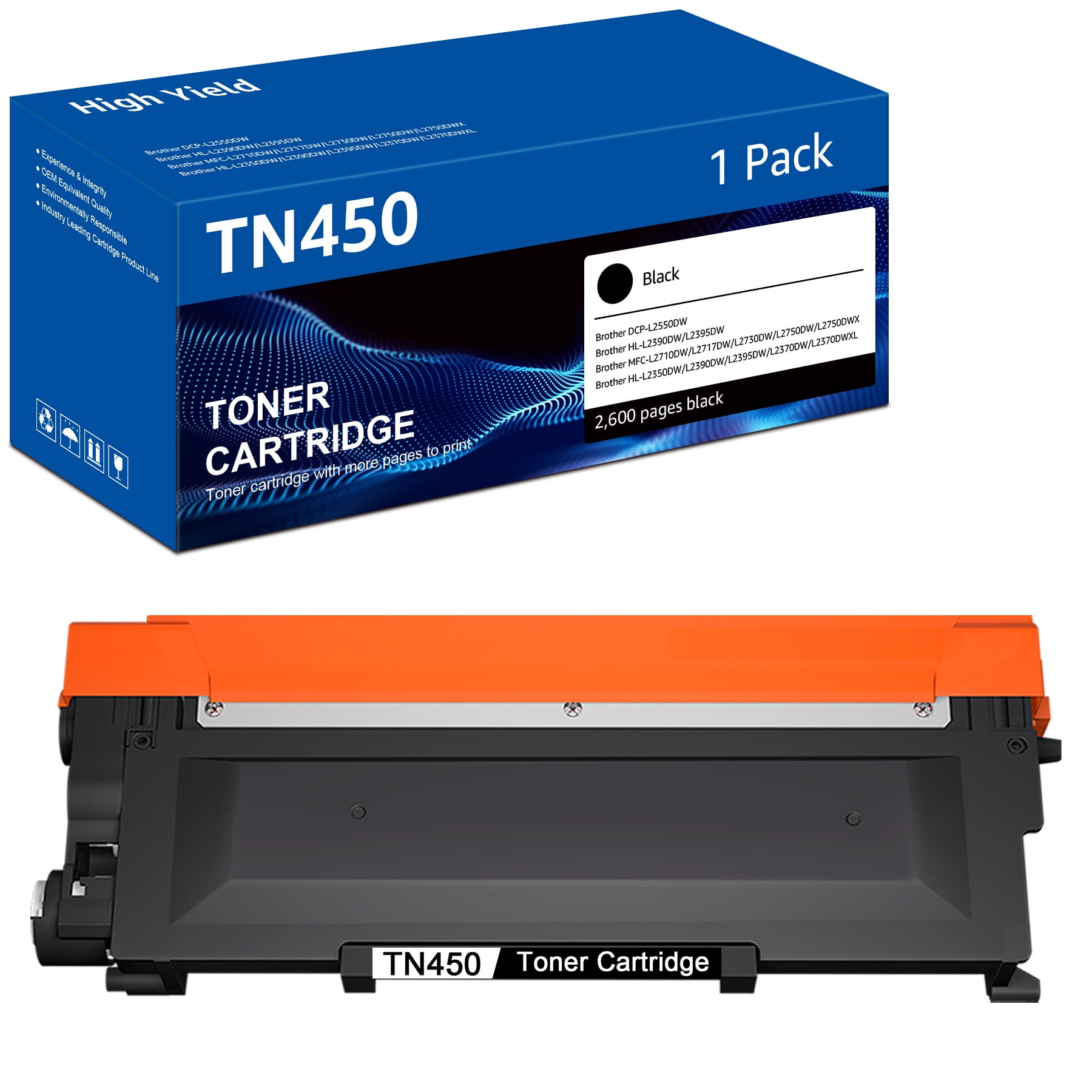 Brother TN450 High Yield Toner Cartridge, 1 Pack for Select Printers (Black) - Walmart.com