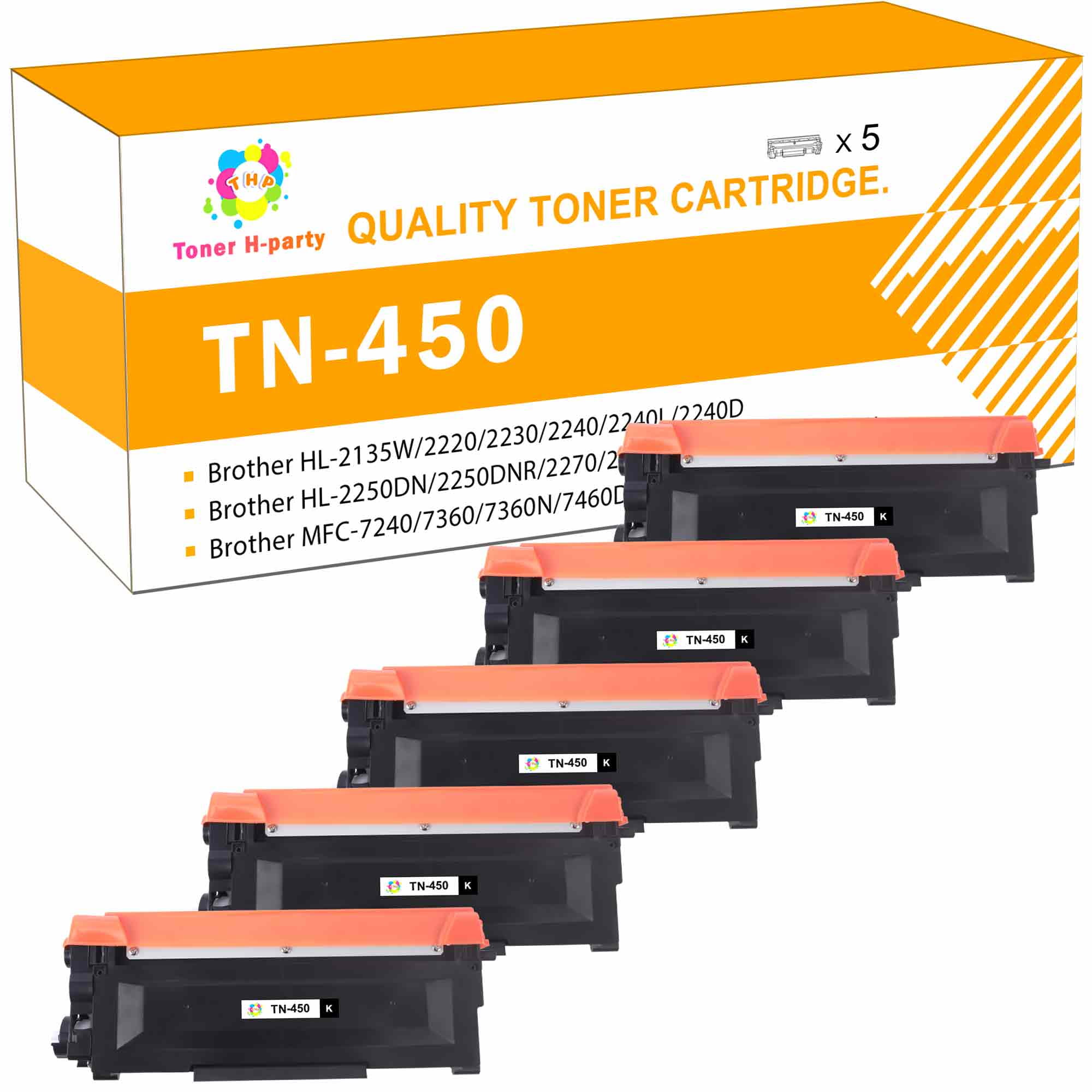 TN450 Toner Cartridge 5-Pack Compatible for Brother TN-450 TN-420 DCP ...