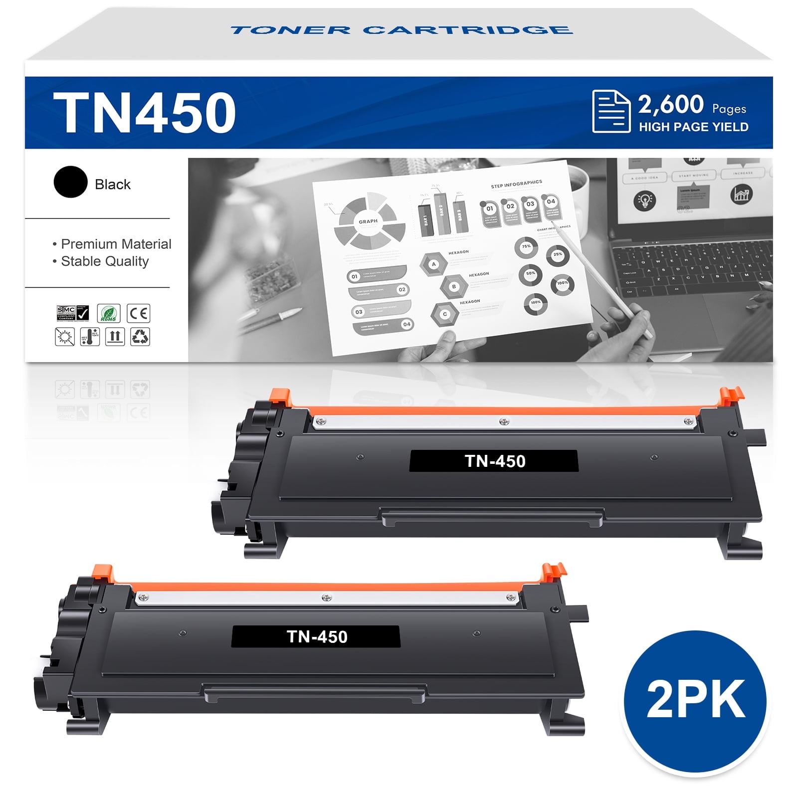 Brother Compatible Toner Cartridges TN450, TN420 for HL-2270DW, DCP ...